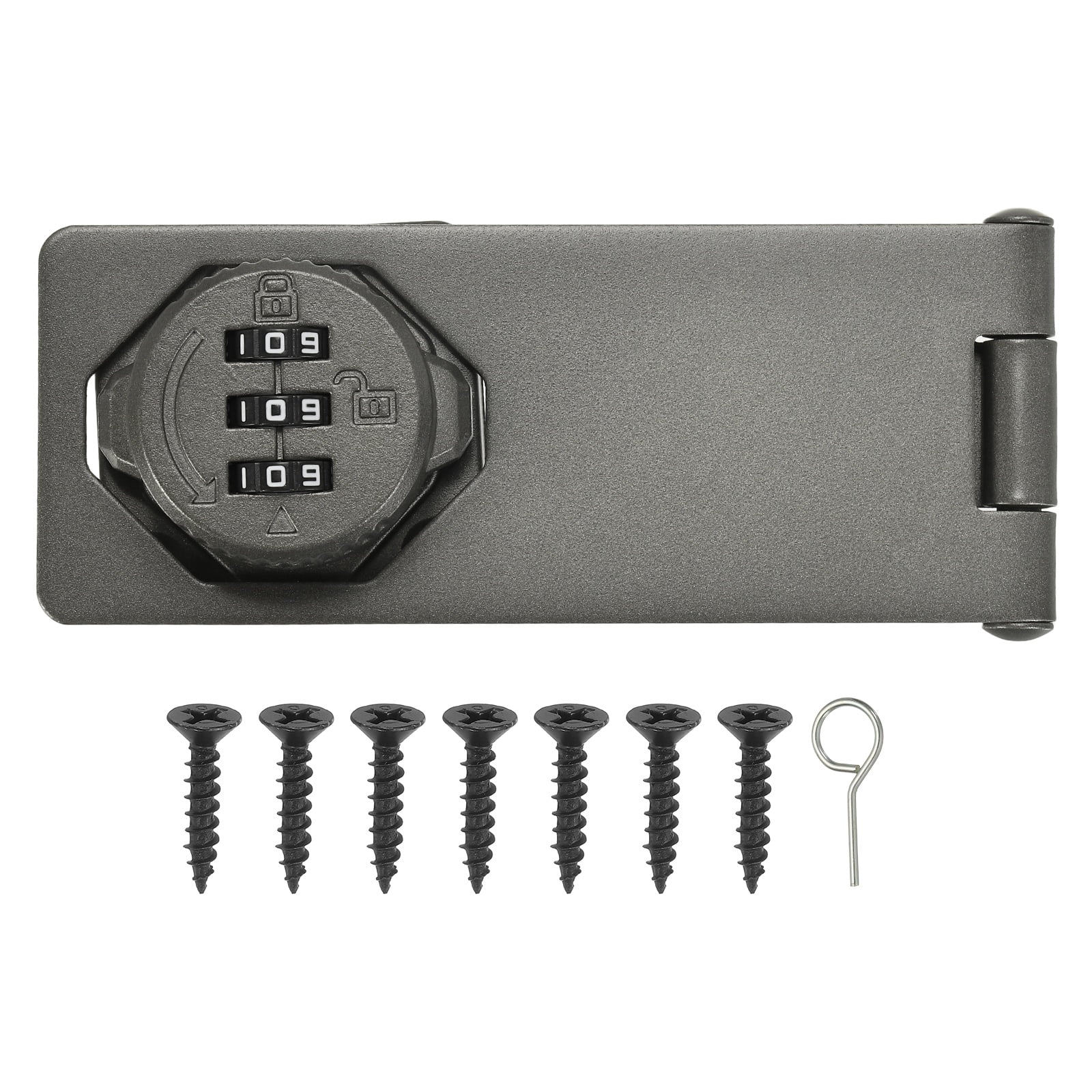 Uxcell Password Rotary Hasp Lock (5", Gray) (1 Pcs), Keyless 3-Digit ...
