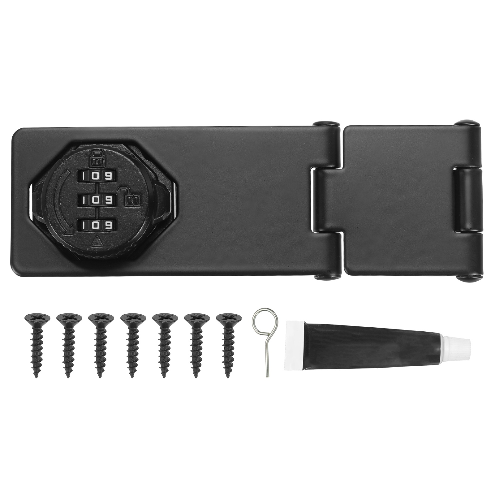 Uxcell Password Rotary Hasp Lock (Black), Tri-fold Keyless 3-Digit ...