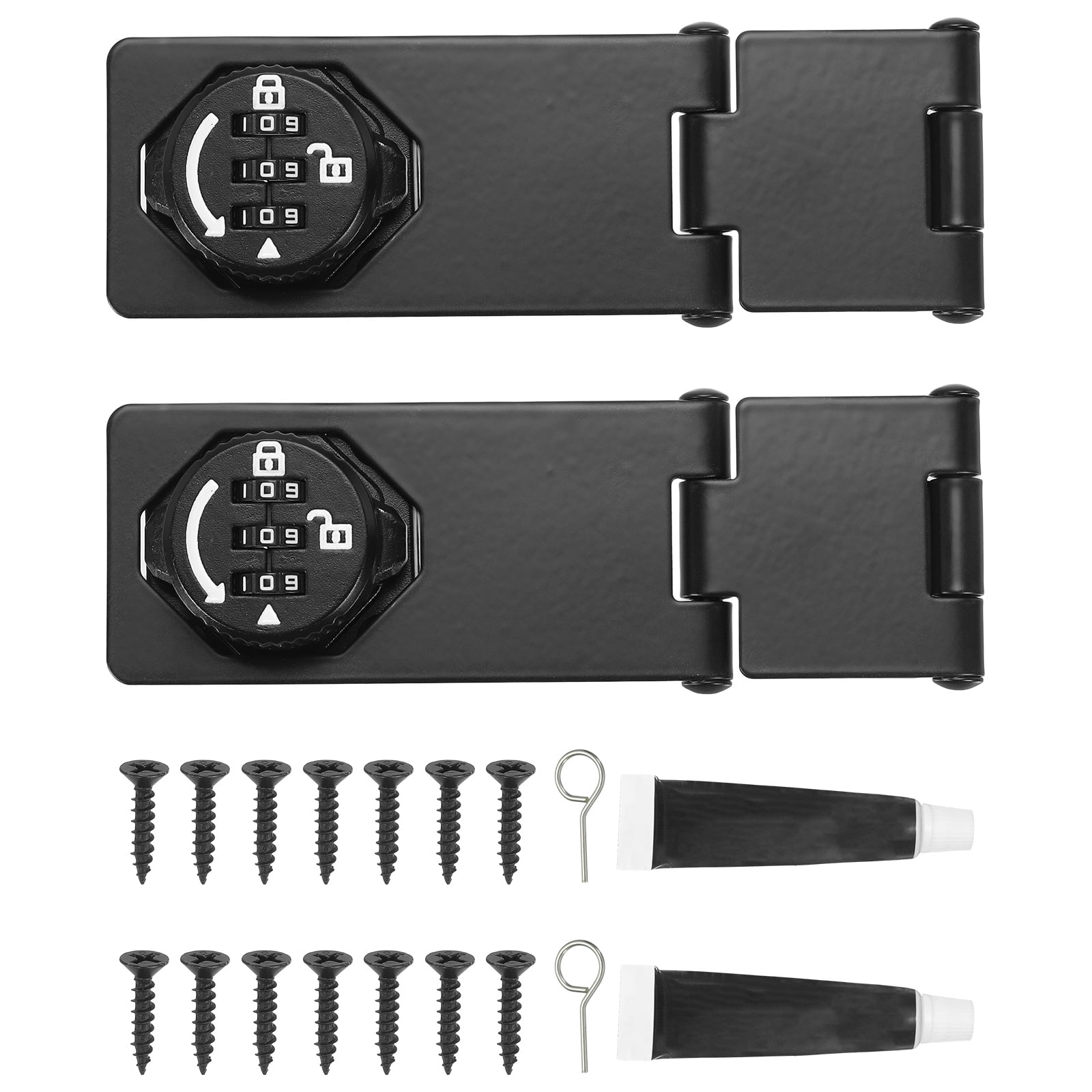 Uxcell Password Rotary Hasp Lock (Glow Black) (2 Set), Tri-fold Keyless ...