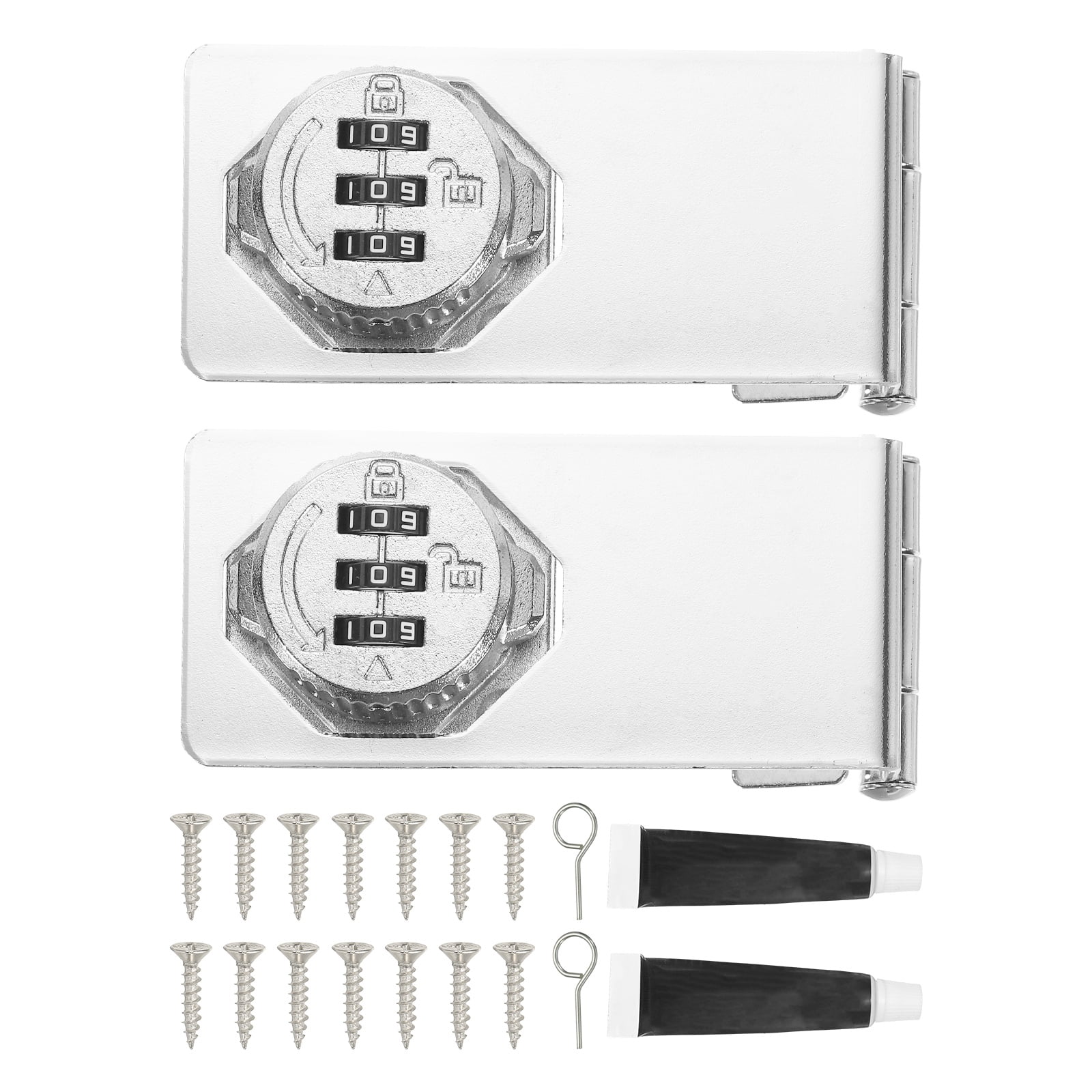 Uxcell Password Rotary Hasp Lock (Silver) (2 Set), 90 Degree Keyless 3 ...