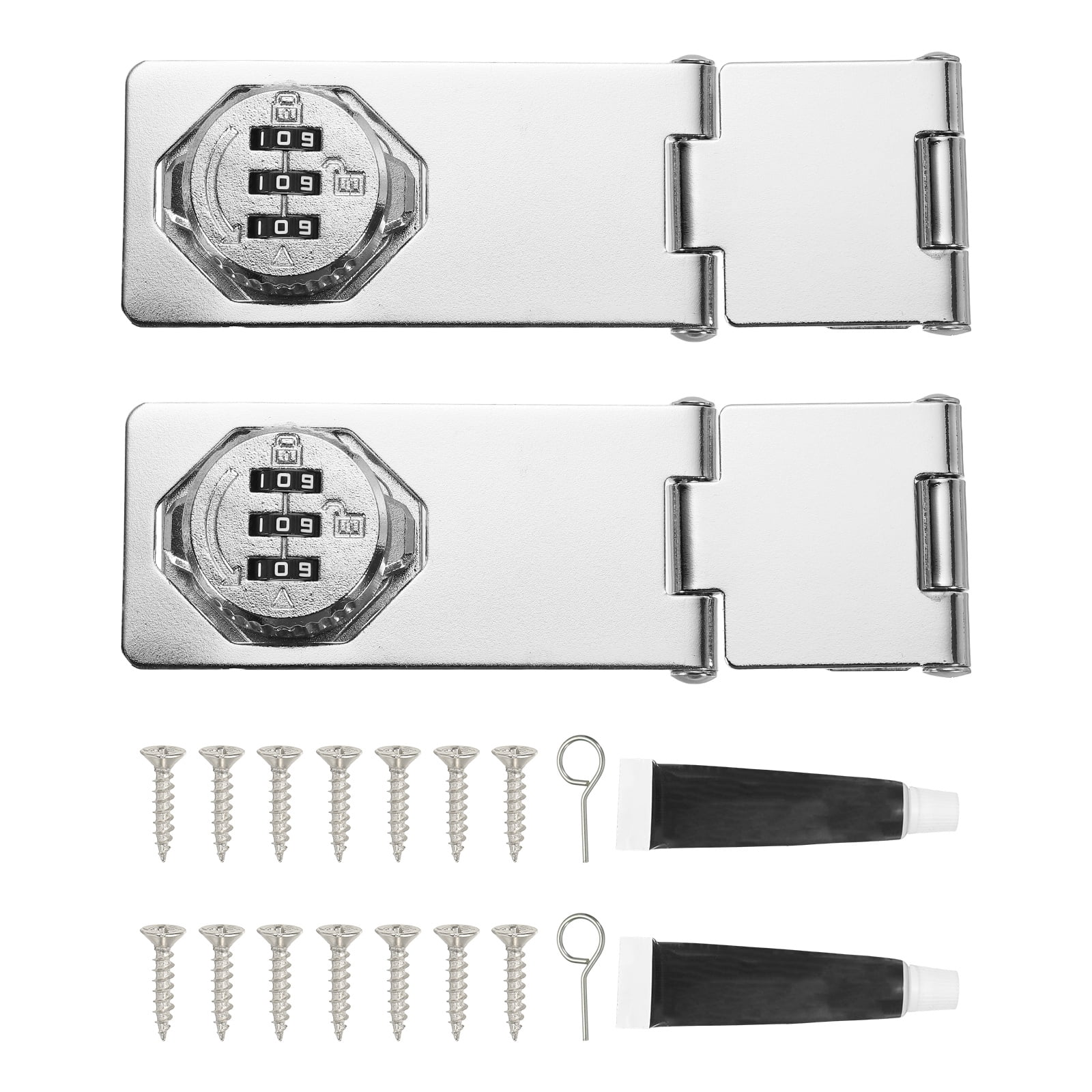 Uxcell Password Rotary Hasp Lock (Silver) (2 Set), Tri-fold Keyless 3 ...