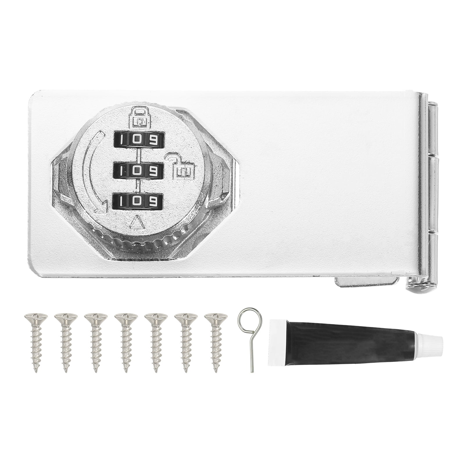Uxcell Password Rotary Hasp Lock (Silver), 90 Degree Keyless 3-Digit ...