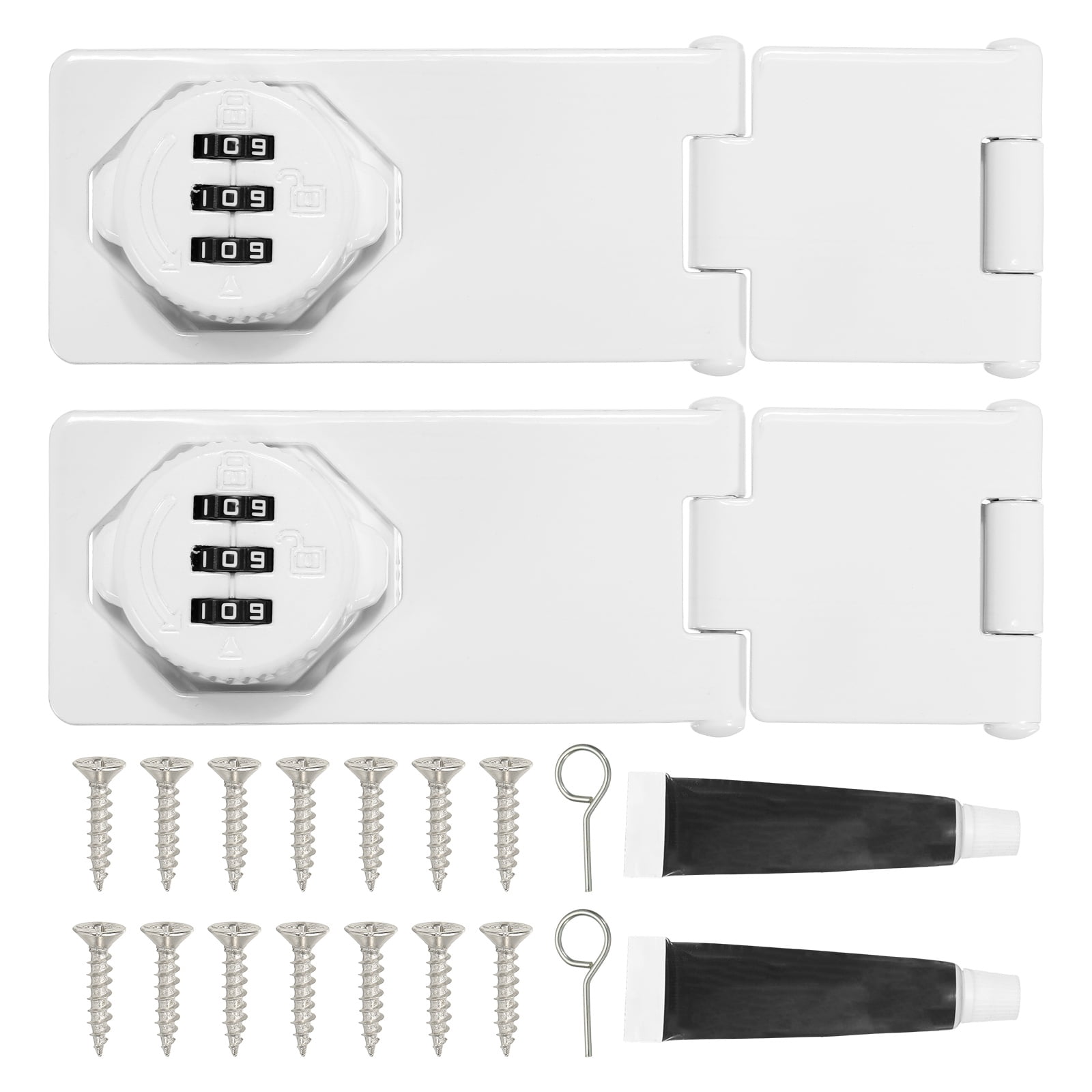 Uxcell Password Rotary Hasp Lock (White) (2 Set), Tri-fold Keyless 3 ...