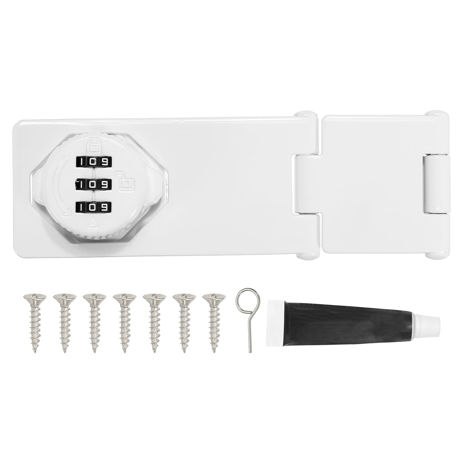 Uxcell Password Rotary Hasp Lock (White), Tri-fold Keyless 3-Digit ...