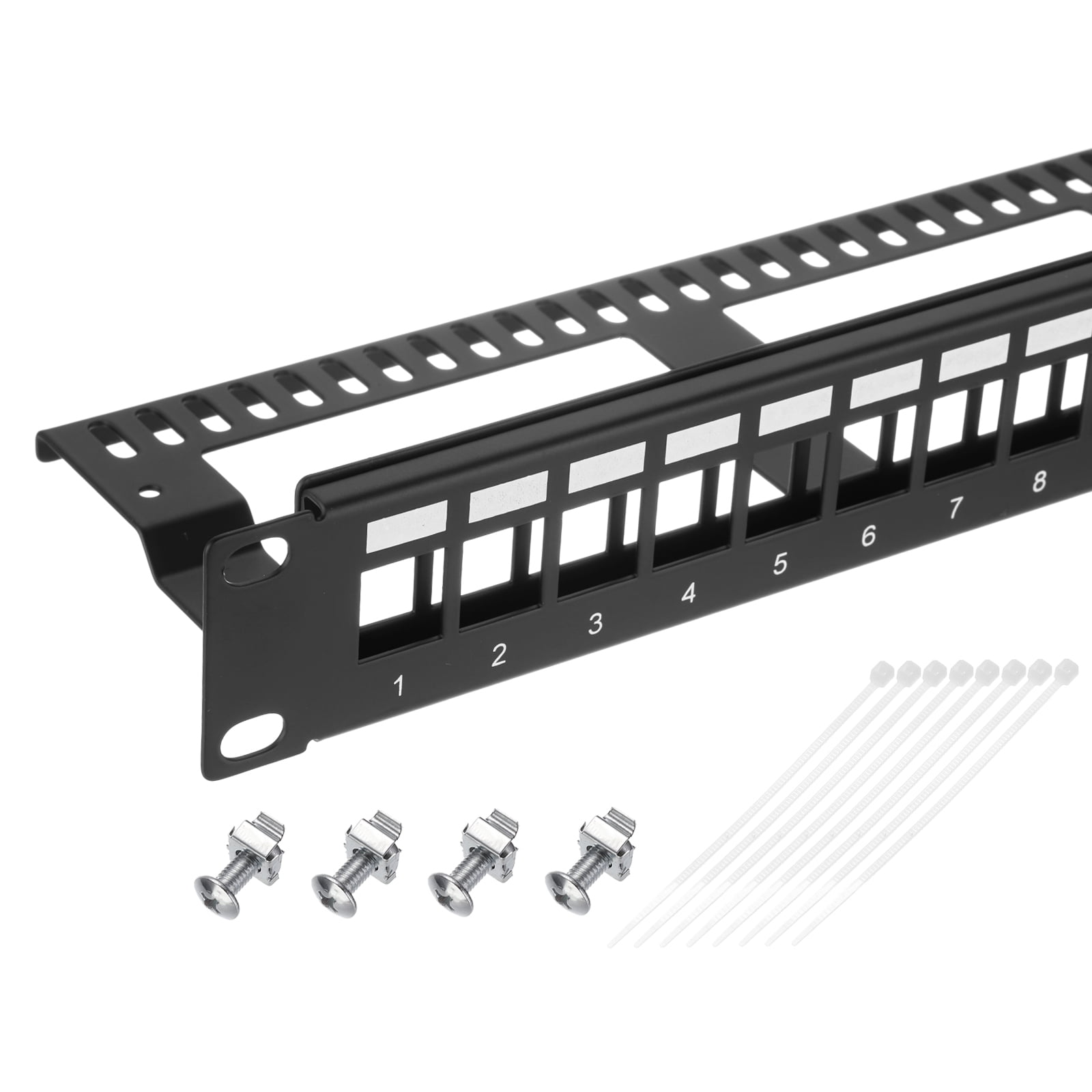 Uxcell Patch Panel, 1U 19" Metal Blank Network 24-Port Patch Panel with ...