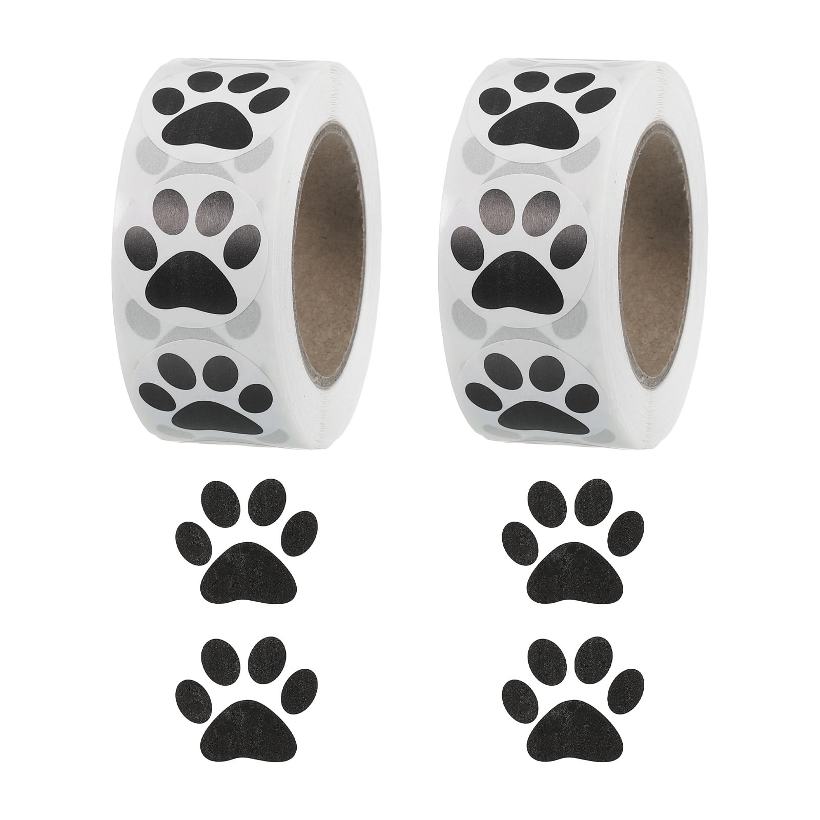 Uxcell Paw Prints Stickers 1 Inch 2 Roll Adhesive Black Dog Paw Prints ...