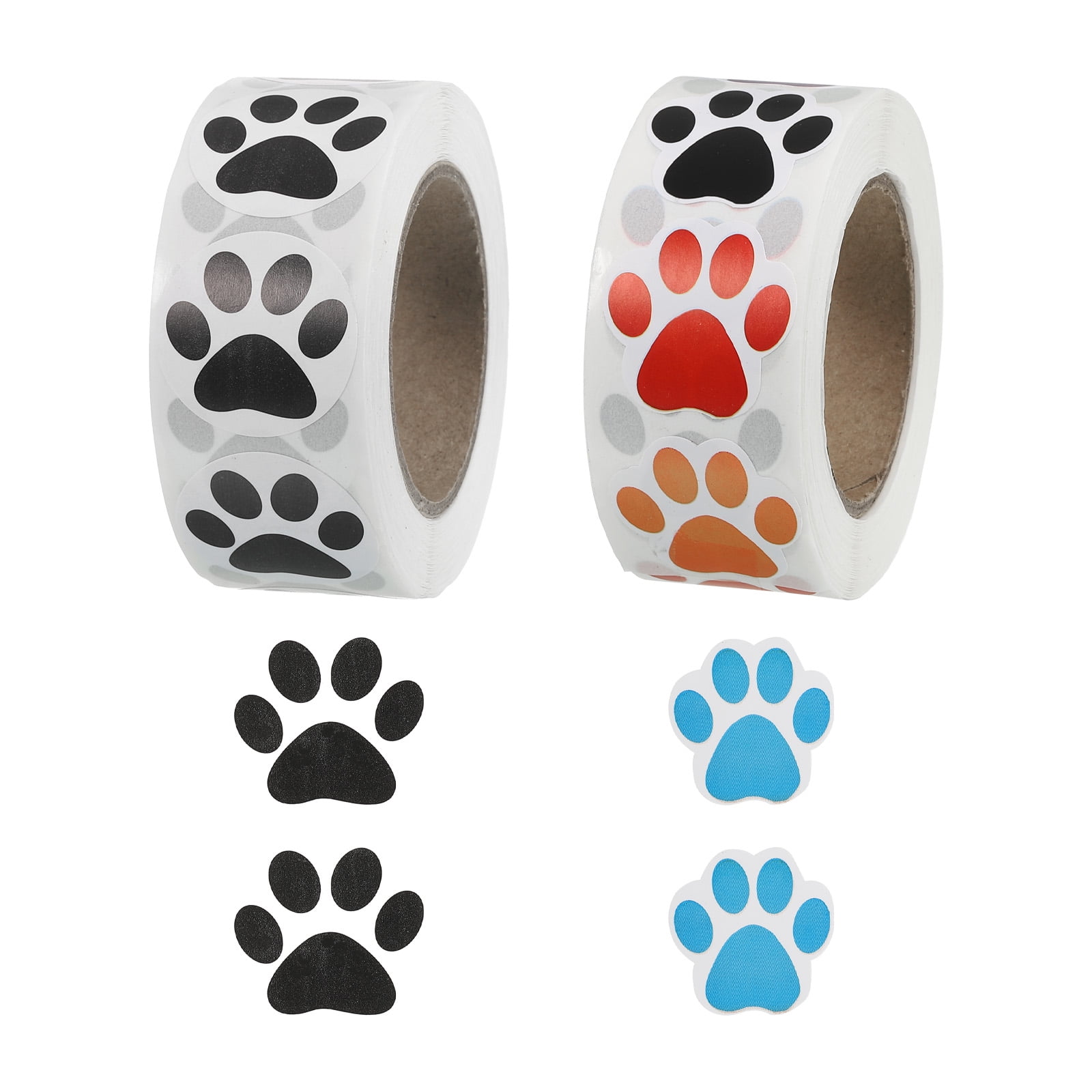 Uxcell Paw Prints Stickers 1 Inch 2 Roll Adhesive Dog Paw Prints Labels ...