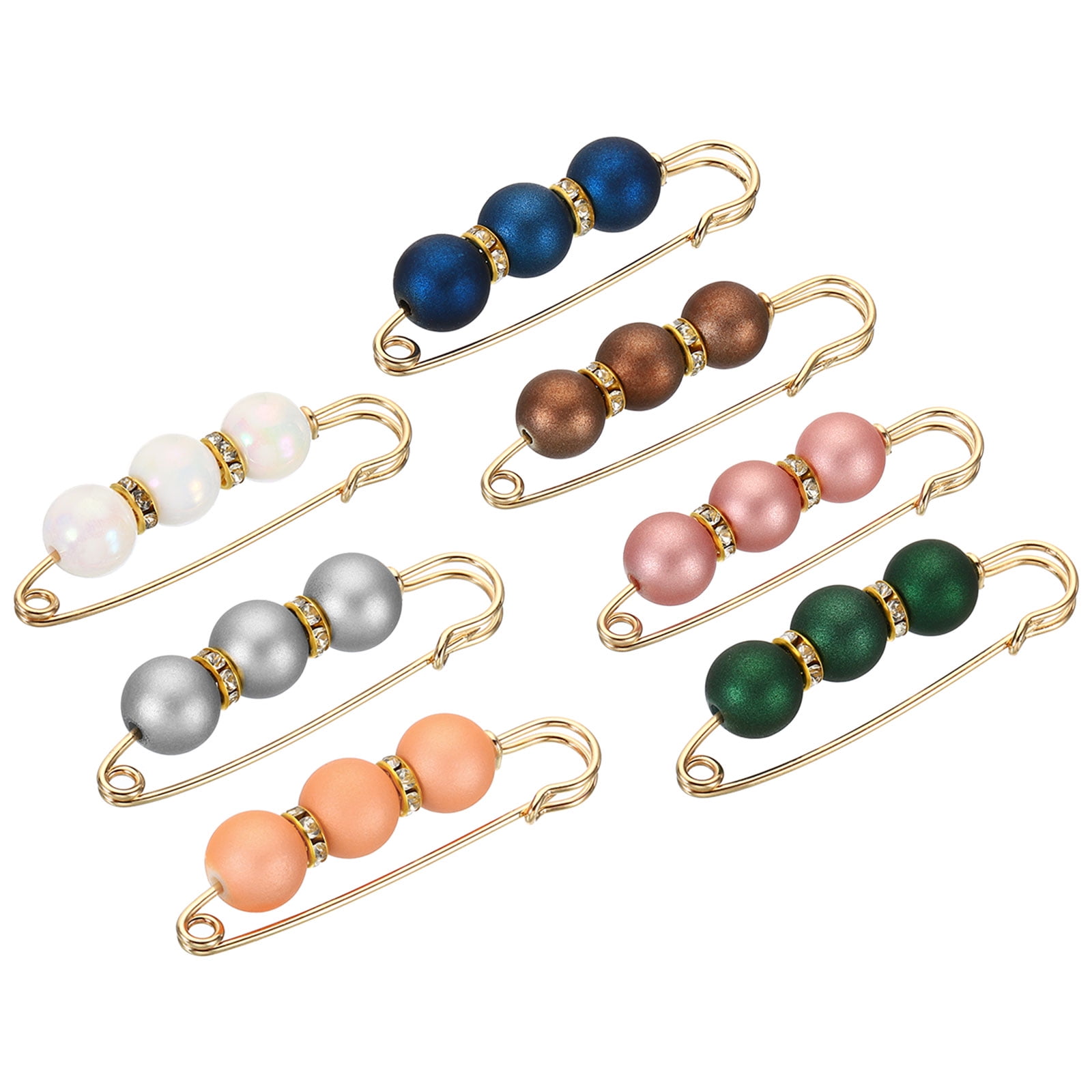 Uxcell Pearl Brooch Pins 2.3 Inch Metal Faux Pearl Decorative Collar ...