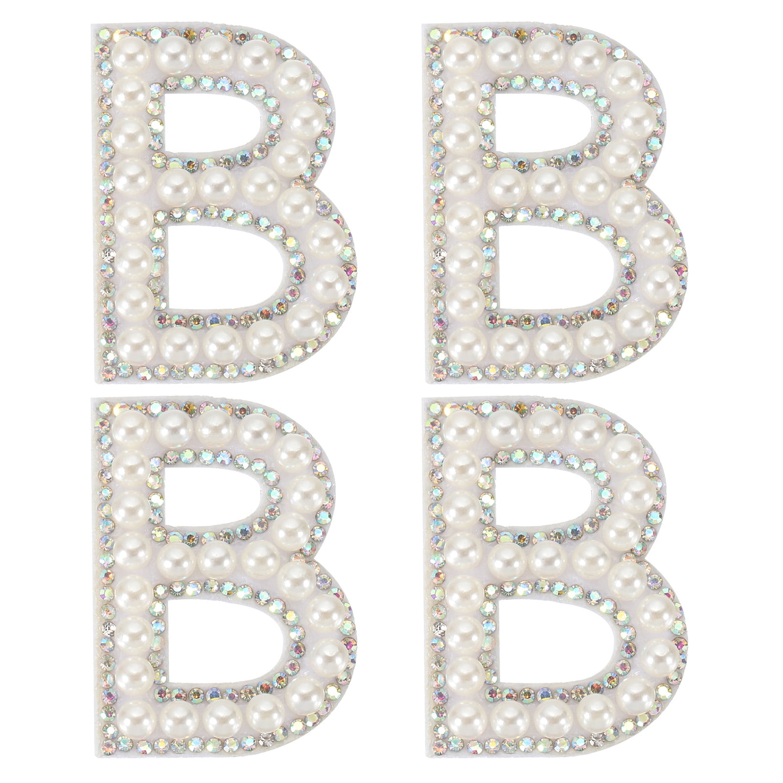 Uxcell Pearl Letter Patches, 4 Pcs White Chenille Letter Glitter ...