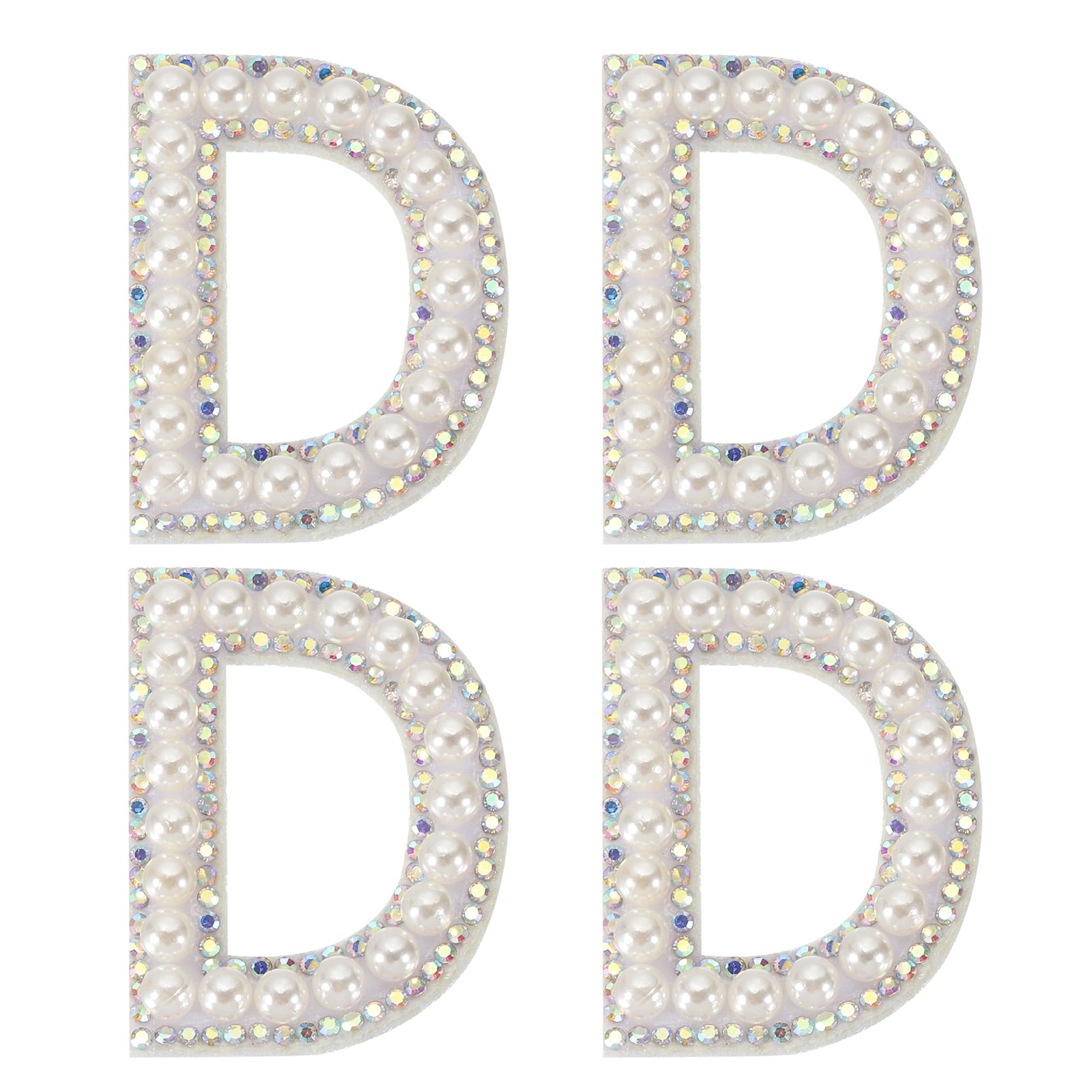 Uxcell Pearl Letter Patches, 4 Pcs White Chenille Letter Glitter ...