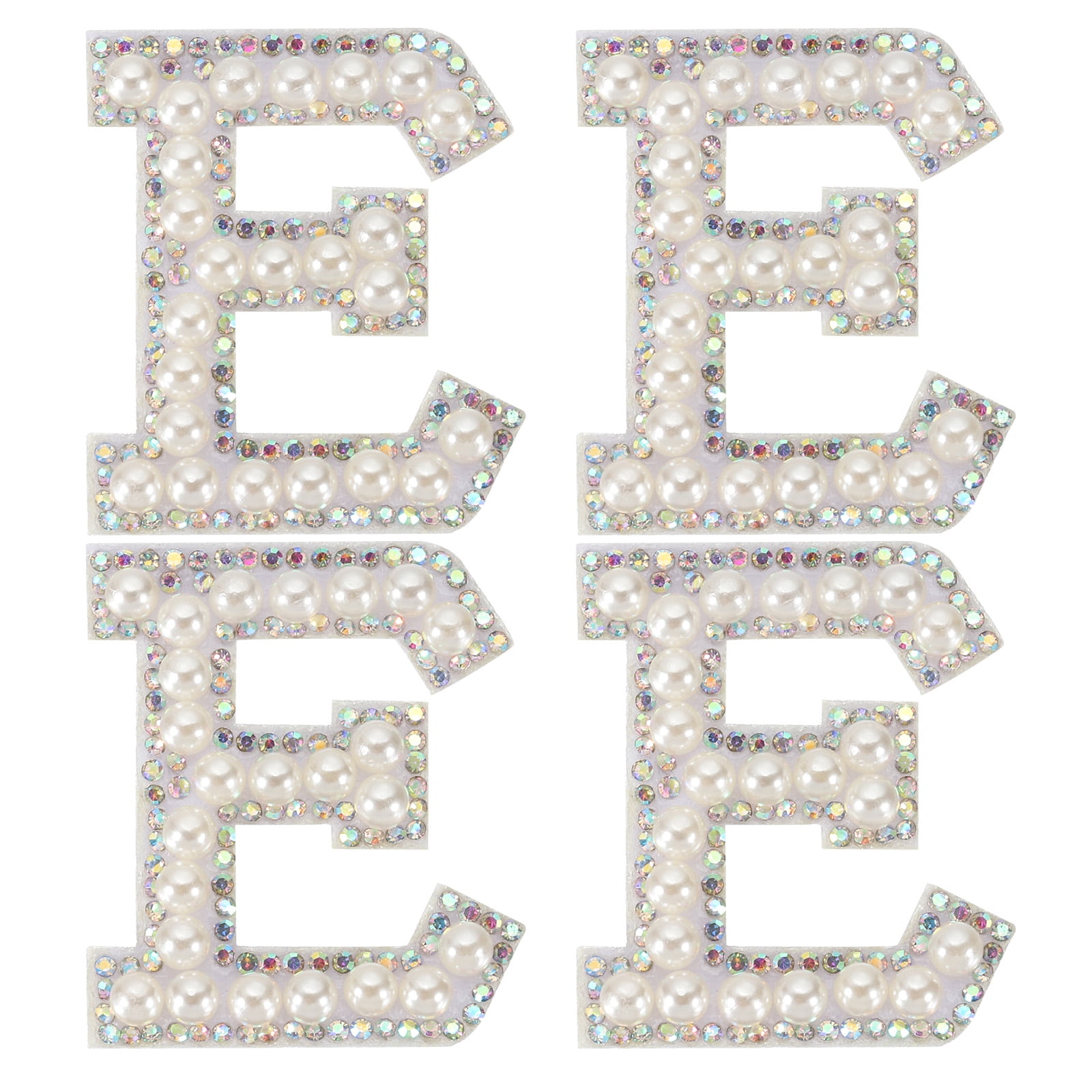 Uxcell Pearl Letter Patches, 4 Pcs White Chenille Letter Glitter ...