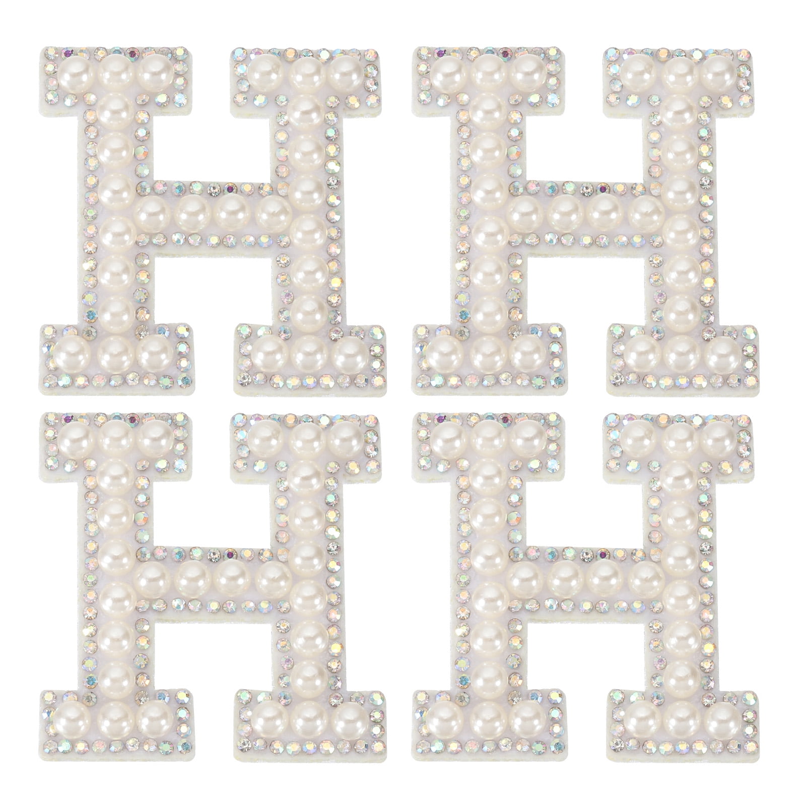 Uxcell Pearl Letter Patches, 4 Pcs White Chenille Letter Glitter ...