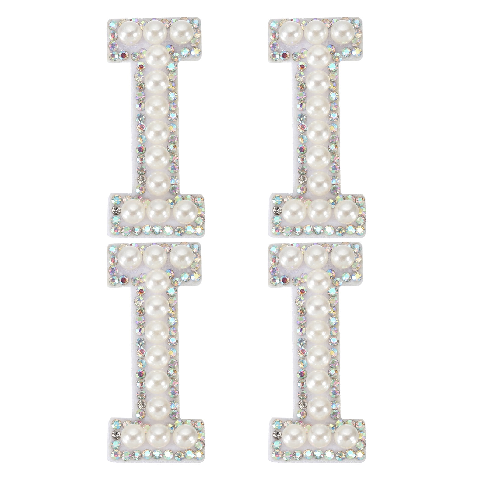 Uxcell Pearl Letter Patches, 4 Pcs White Chenille Letter Glitter ...