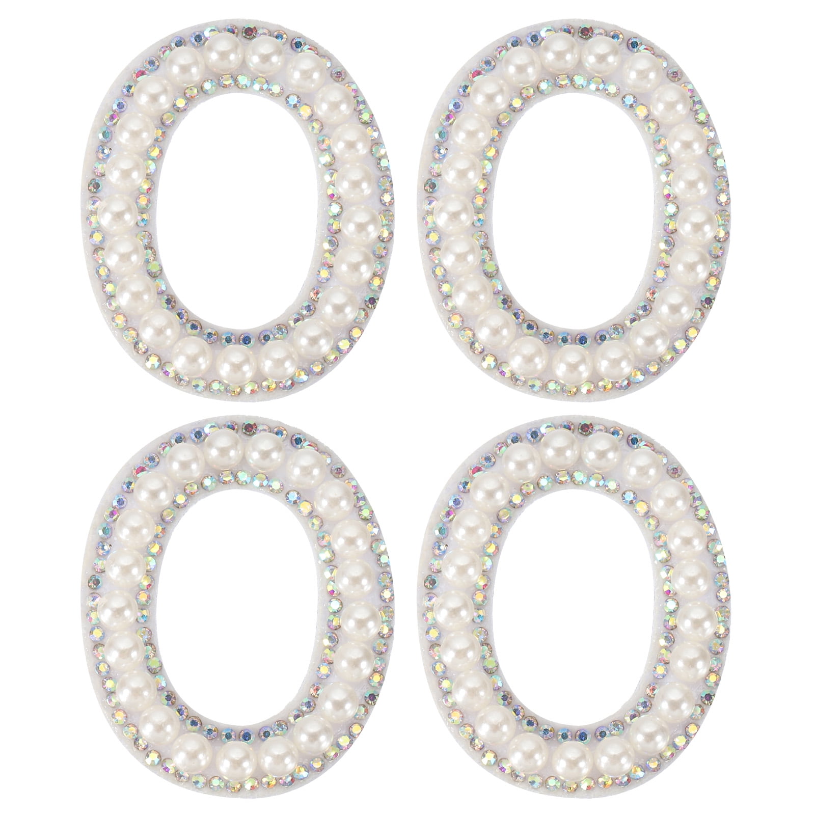Uxcell Pearl Letter Patches, 4 Pcs White Chenille Letter Glitter ...