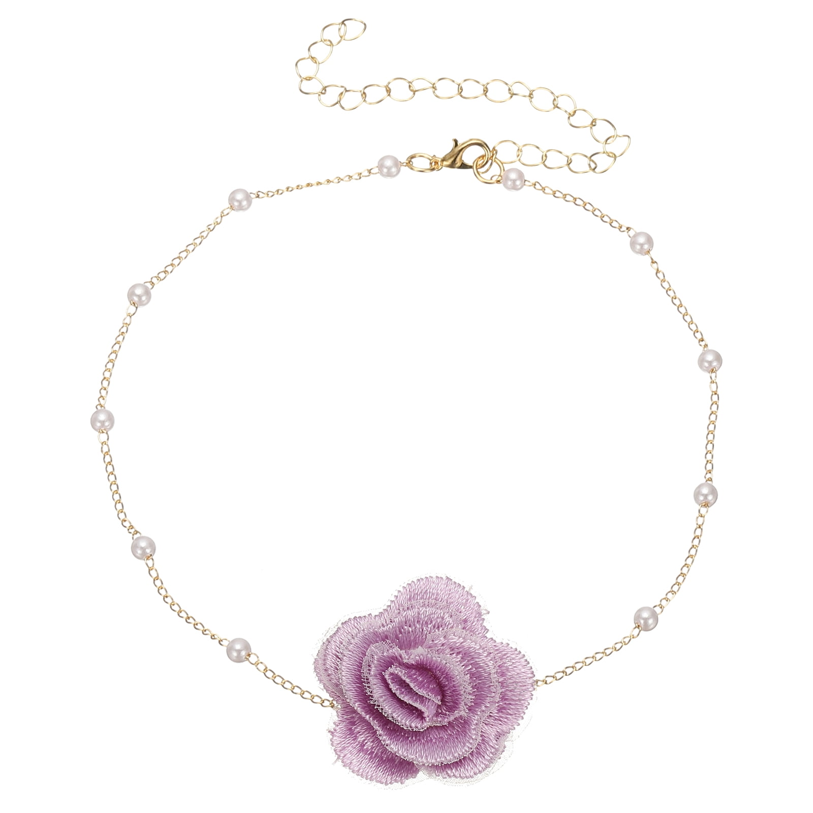 Uxcell Pearl Necklace for Women, Purple Chokers Necklace for Daily ...