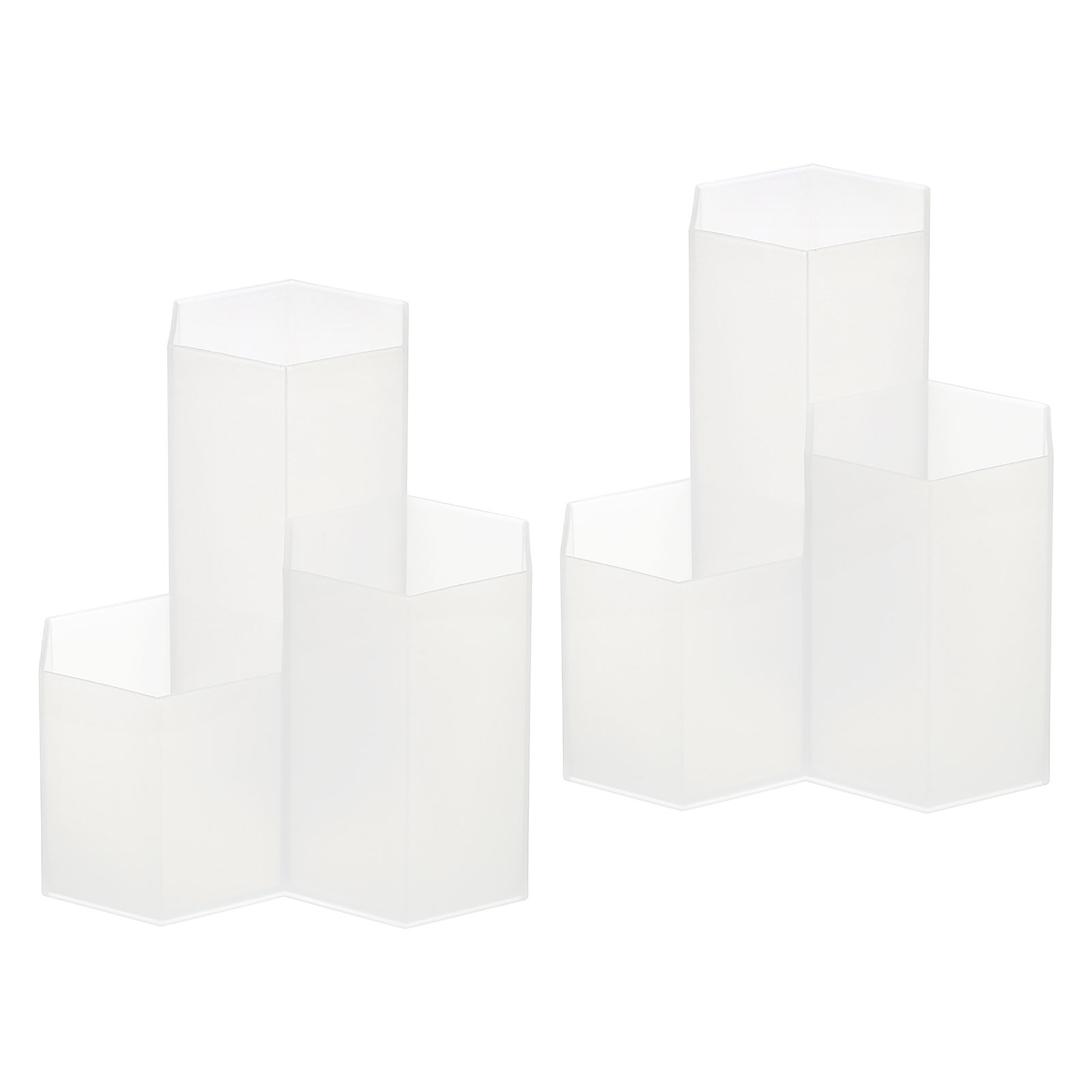 Uxcell Pencil Holder Plastic 3 Slots Hexagon Desk Organizer, Clear 2 ...