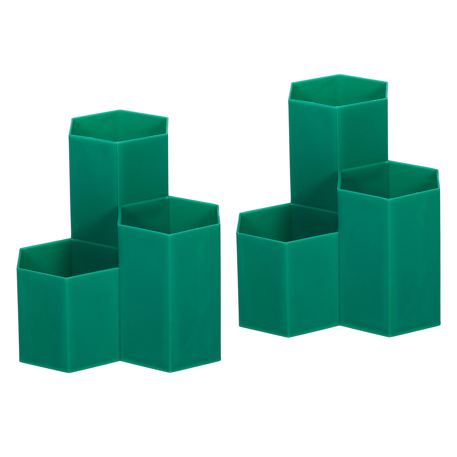 Uxcell Pencil Holder Plastic 3 Slots Hexagon Desk Organizer, Green 2 ...