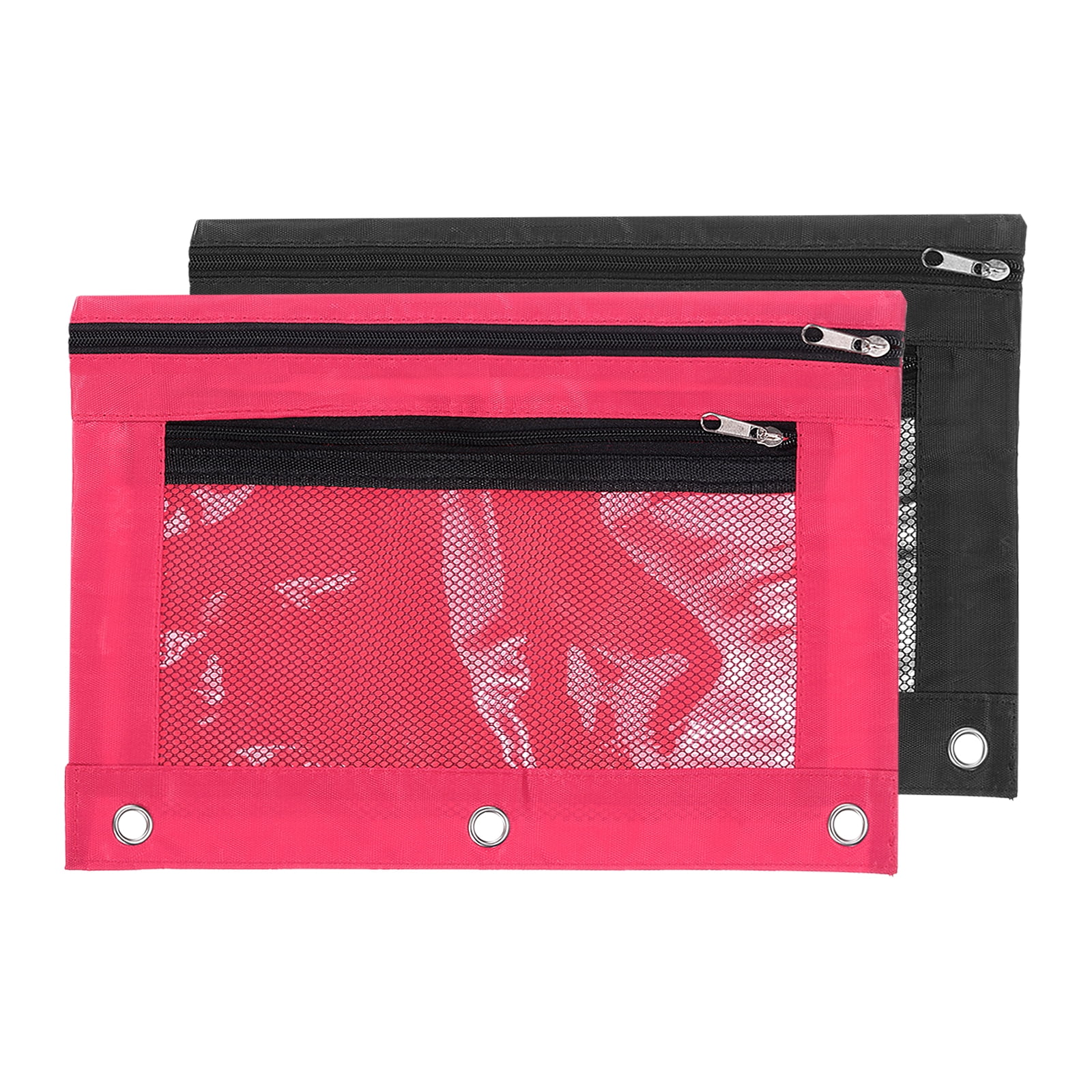 Uxcell Pencil Pouch for 3 Rings Binder, 2 Pack Oxford Cloth Mesh Zipper ...