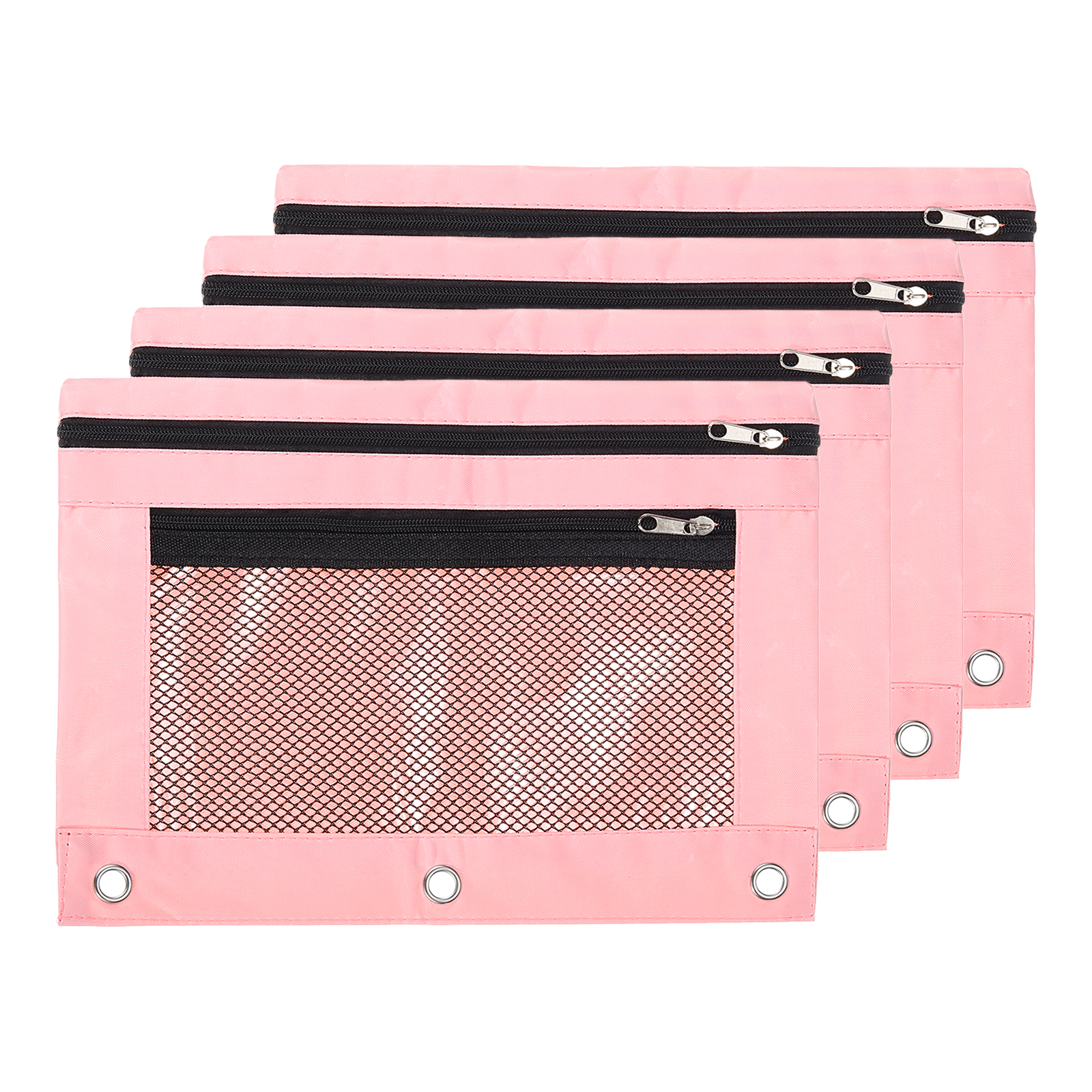 Uxcell Pencil Pouch for 3 Rings Binder, 4 Pack Oxford Cloth Mesh Zipper ...