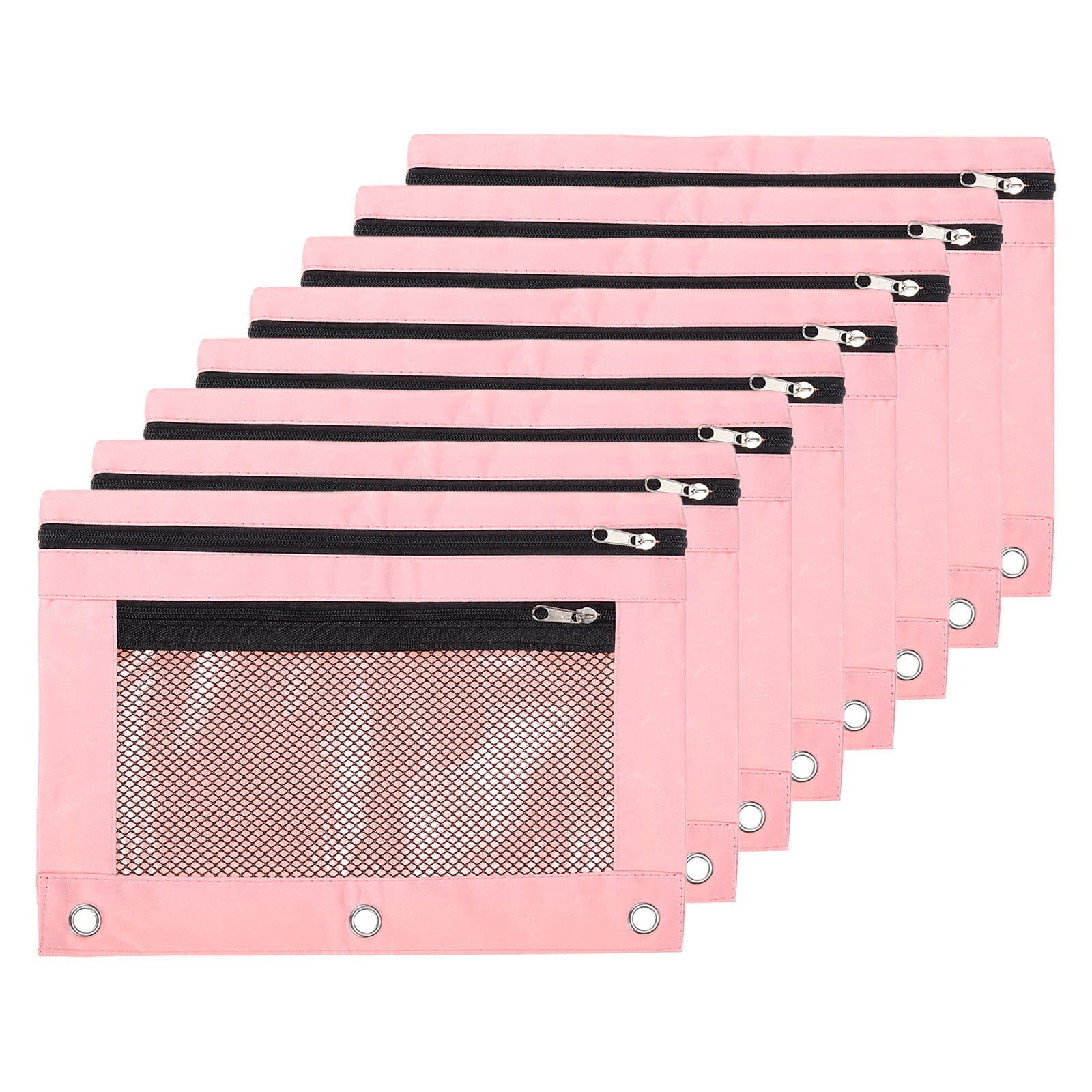 Uxcell Pencil Pouch for 3 Rings Binder, 8 Pack Oxford Cloth Mesh Zipper ...