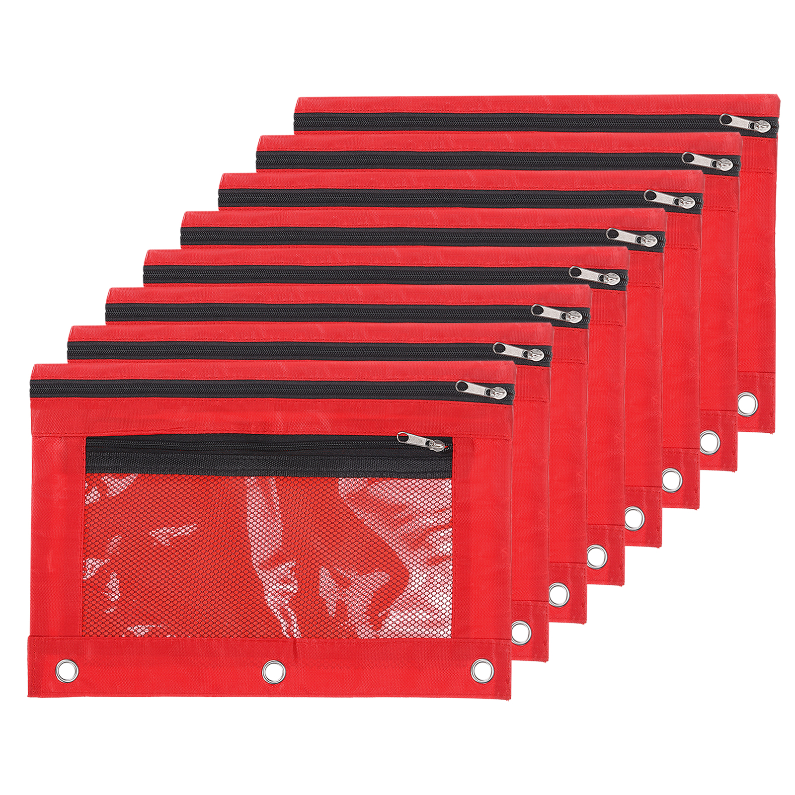 Uxcell Pencil Pouch for 3 Rings Binder, 8 Pack Oxford Cloth Mesh Zipper ...