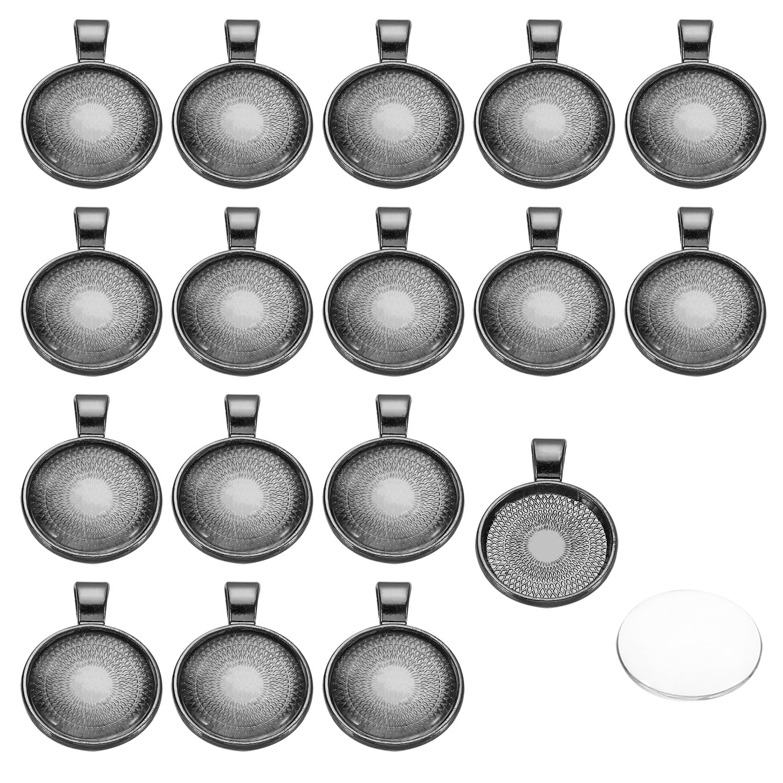 Uxcell Pendant Trays with Transparent Glass Cabochons, 20 Sets 20mm ...