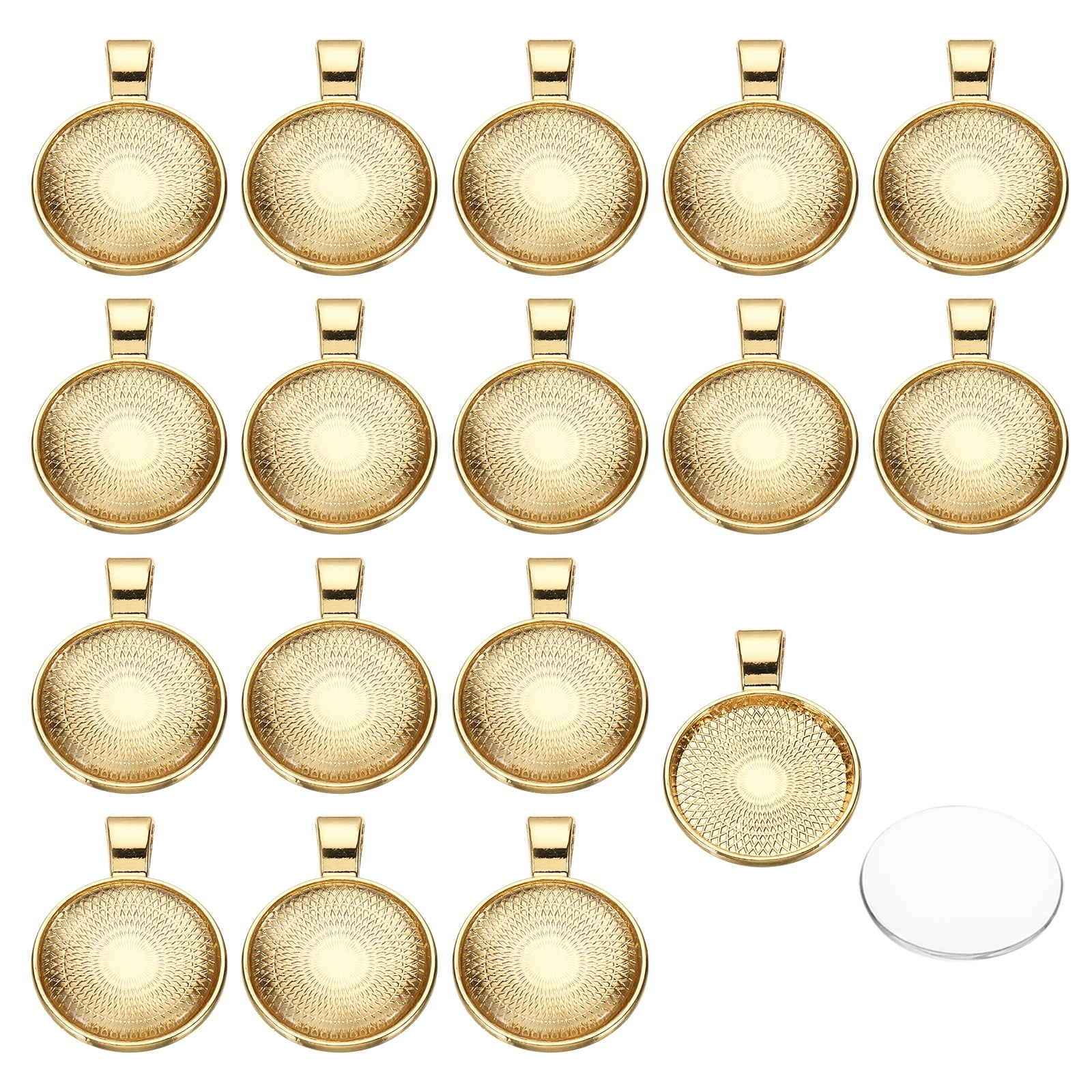 Uxcell Pendant Trays with Transparent Glass Cabochons, 30 Sets 20mm ...