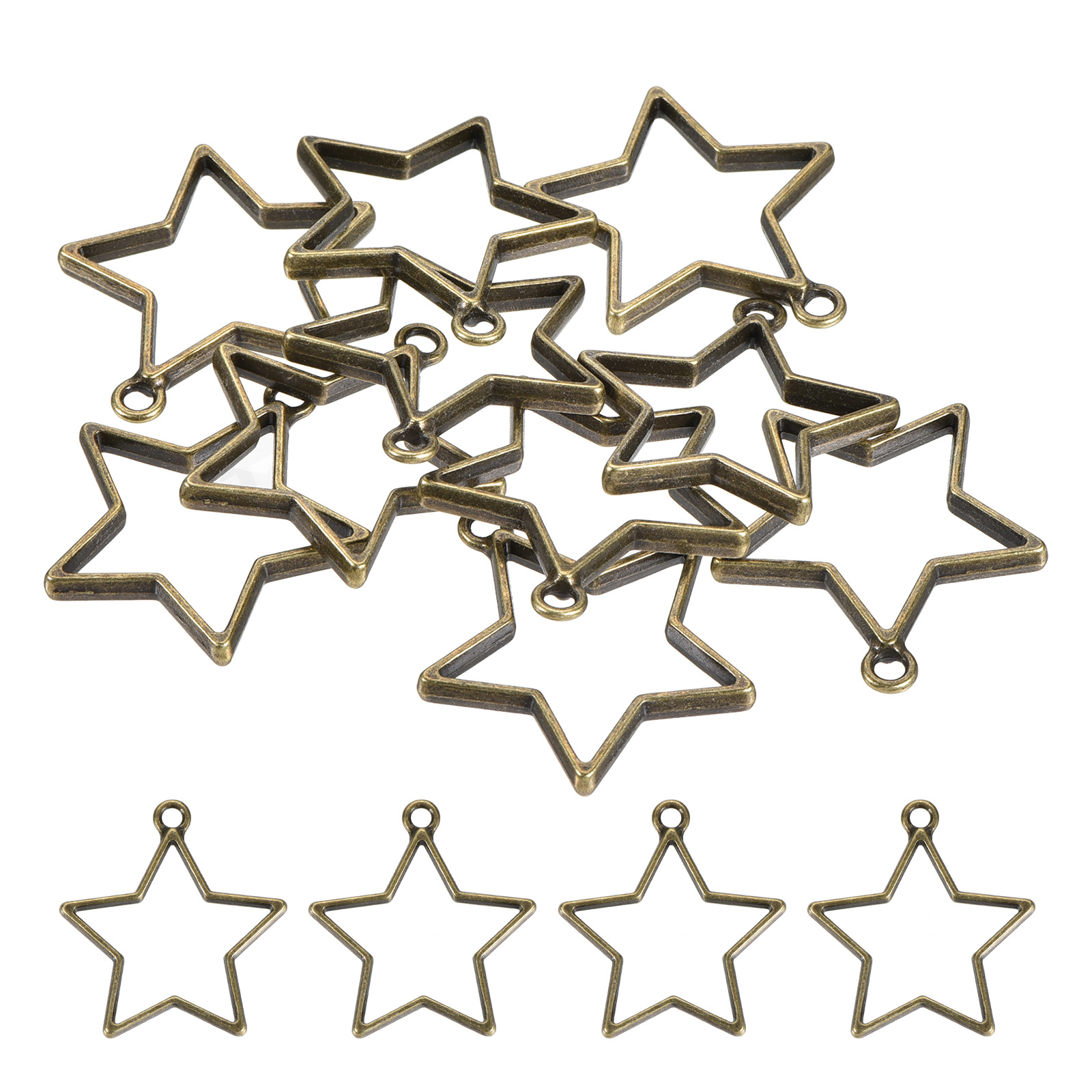 Uxcell Pentagram Alloy Open Back Bezel Pendants DIY Hollow Frame ...