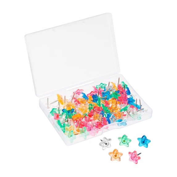 Uxcell Pentagram Shaped Push Pins for Office Cork Board, Multicolor 100 ...