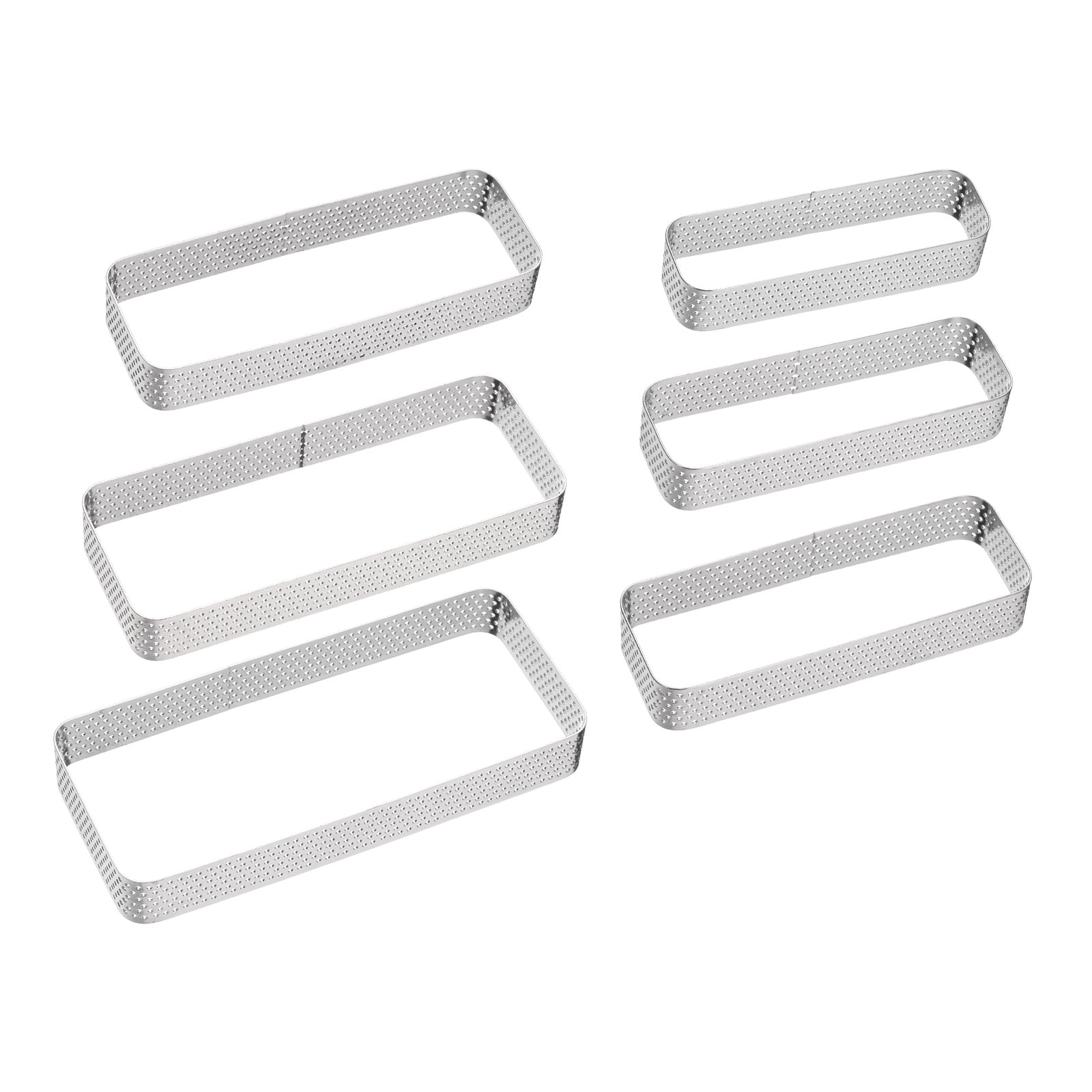 Uxcell Perforated Cake Rings Set Stainless Steel Rectangle Tartlet Ring ...