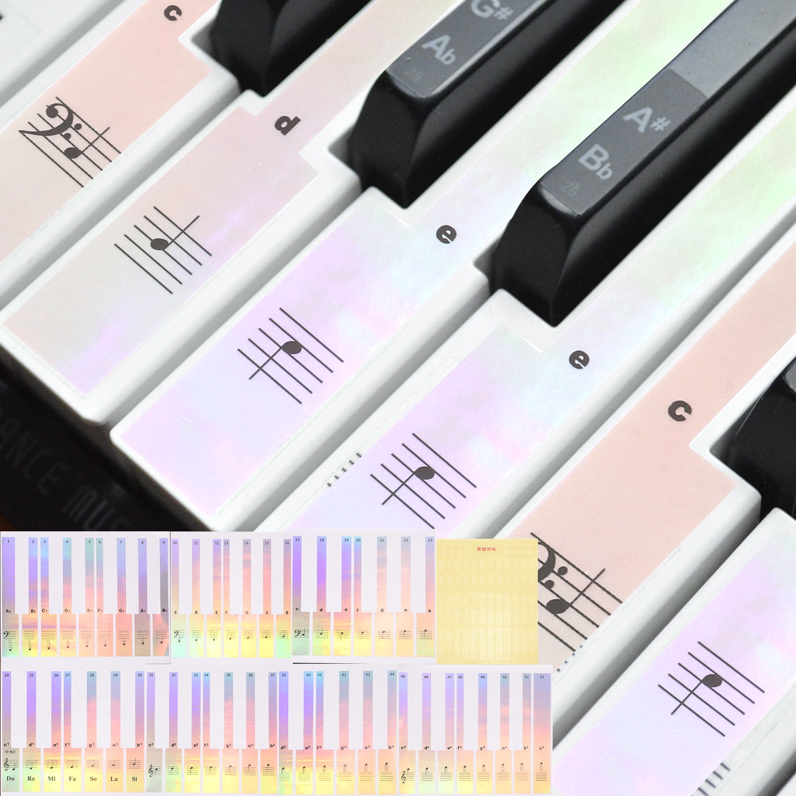 Uxcell Piano Key Stickers for 88/61/54 Keys, Large Letter Keyboard ...