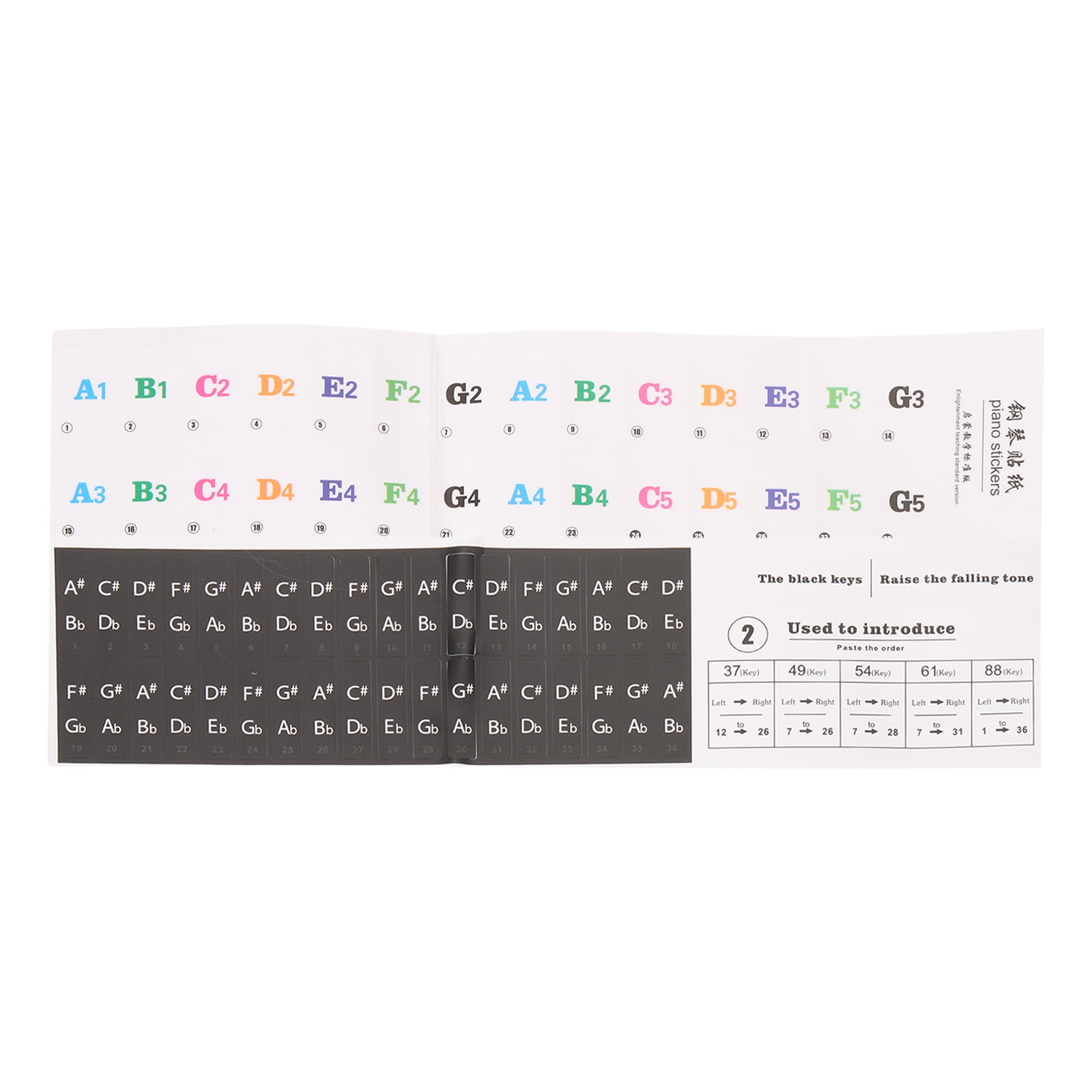 Uxcell Piano Key Stickers for 88/61/54 Keys, Letter Keyboard Sticker ...