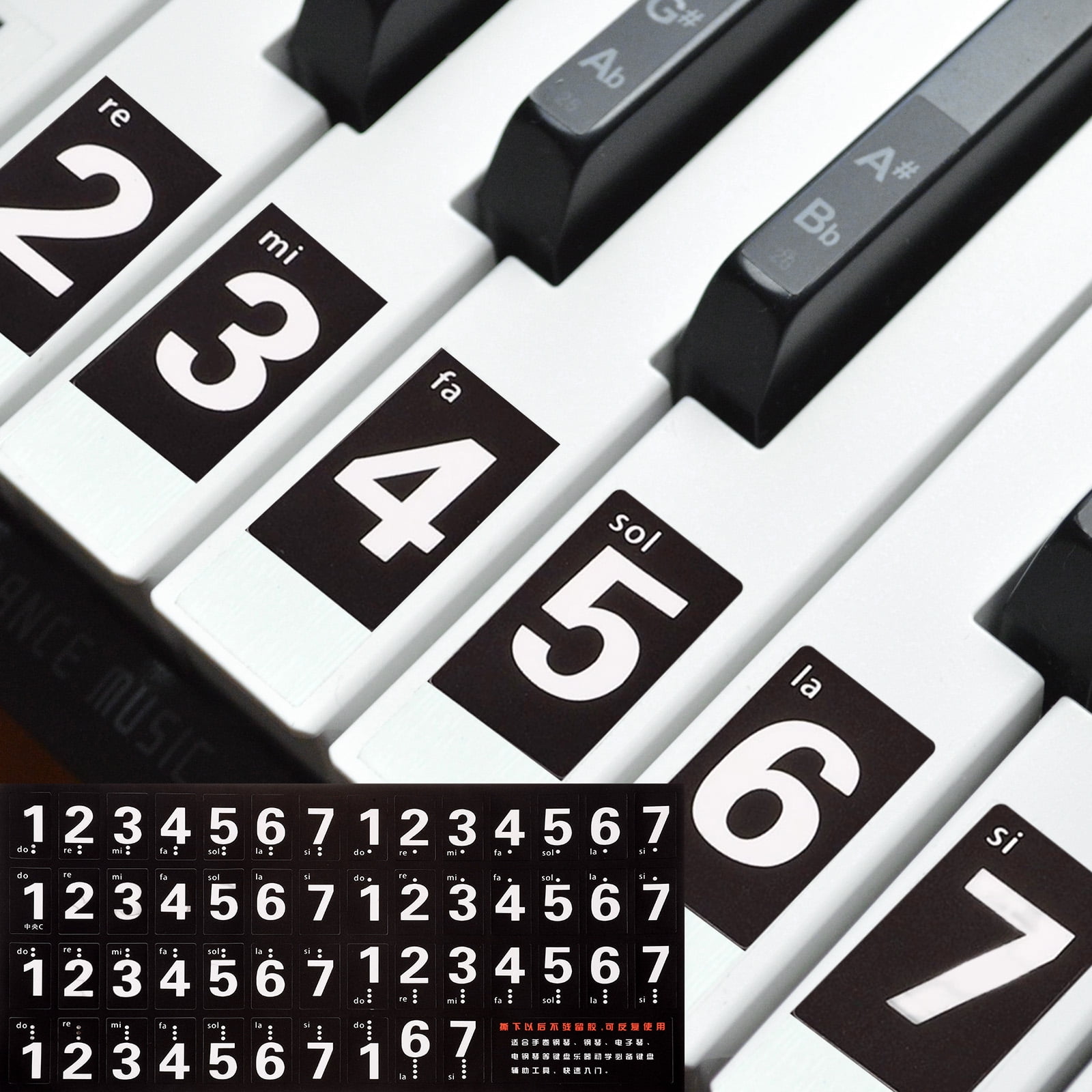 Uxcell Piano Keyboard Stickers, 88/61/54 Keys Numbered Piano Sticker ...