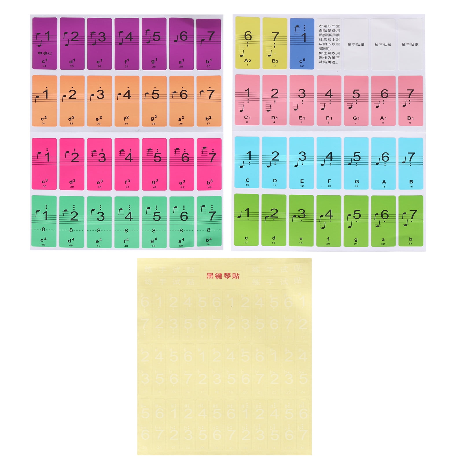 Uxcell Piano Keyboard Stickers, 88/61/54 Keys Numbered Piano Sticker ...