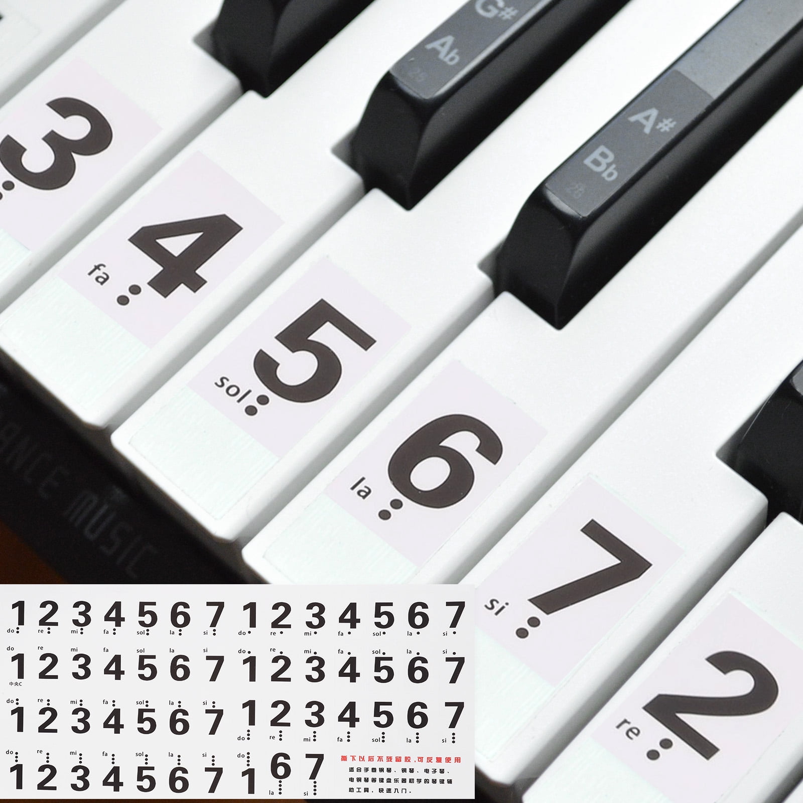 Uxcell Piano Keyboard Stickers for 54 Keys, Numbers Key Sticker Piano ...