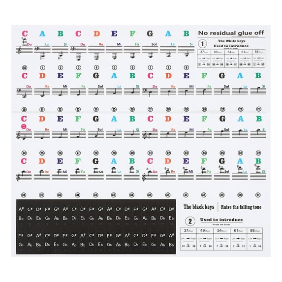 Uxcell Piano Keyboard Stickers for 88/61/76/54 Keys, Removable Piano ...