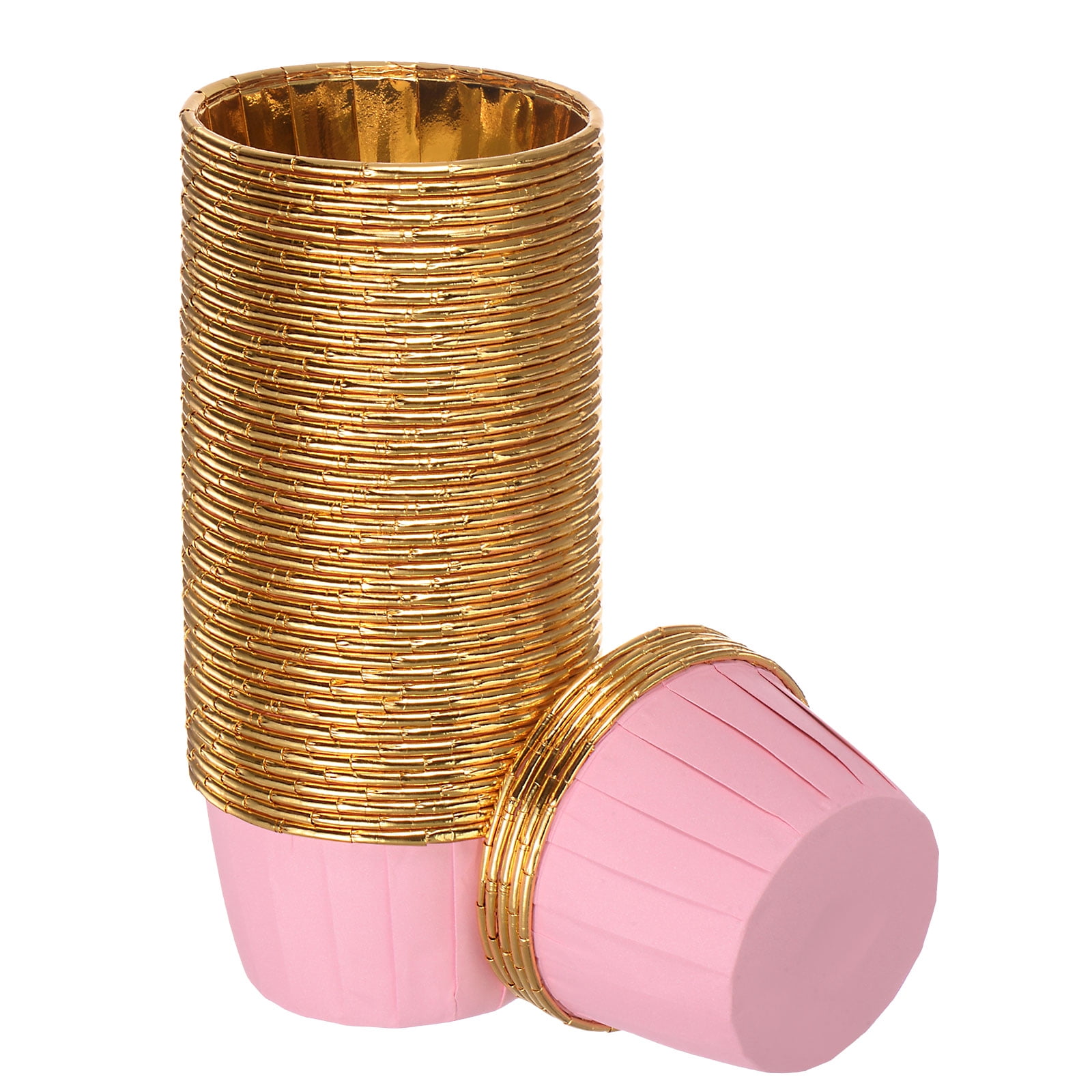 Uxcell Pink Gold Cupcake Cups, Aluminum Foil Standard Cupcake Liners 50 ...