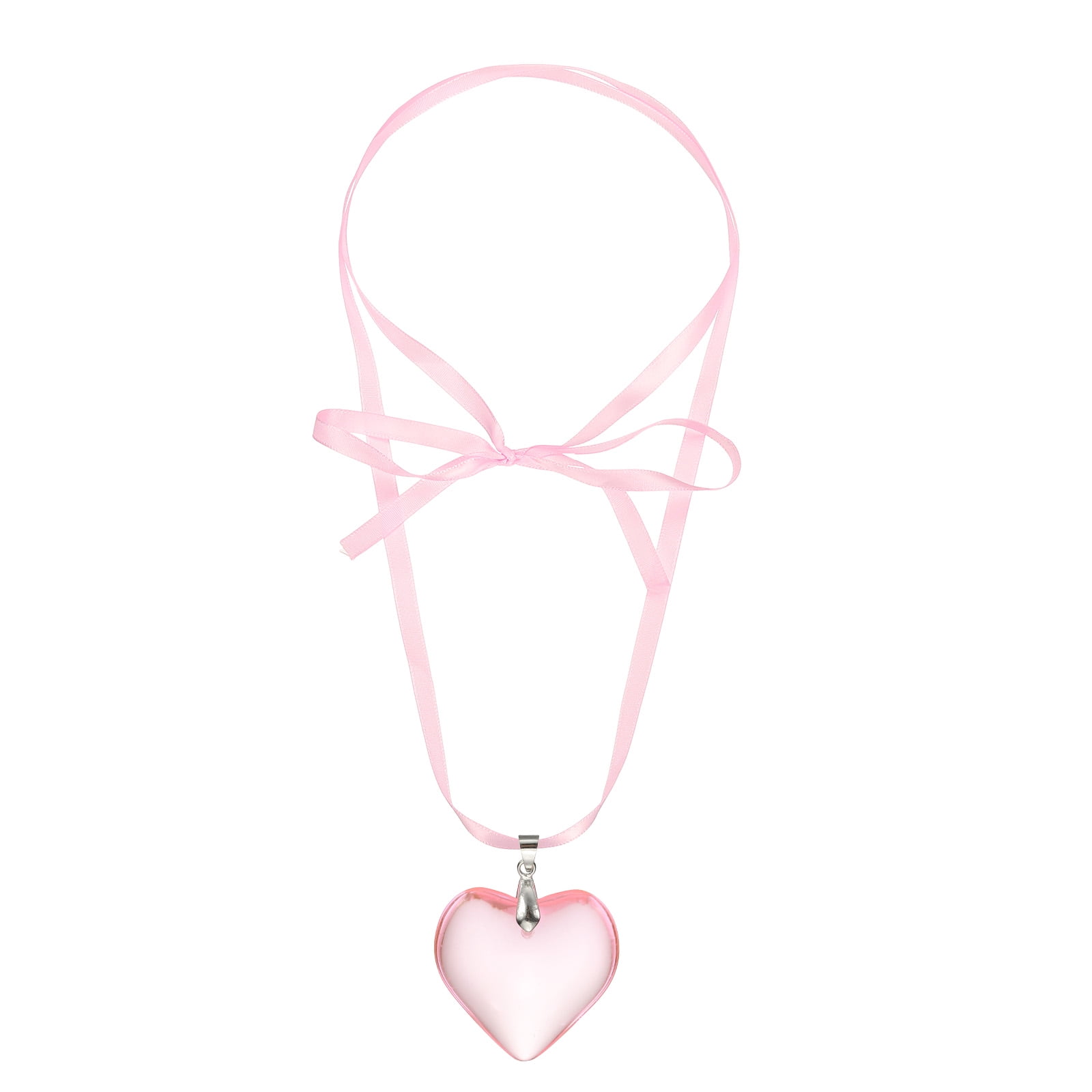 Uxcell Pink Heart Chokers Necklace, Chunky Puffy Heart Chokers Big ...