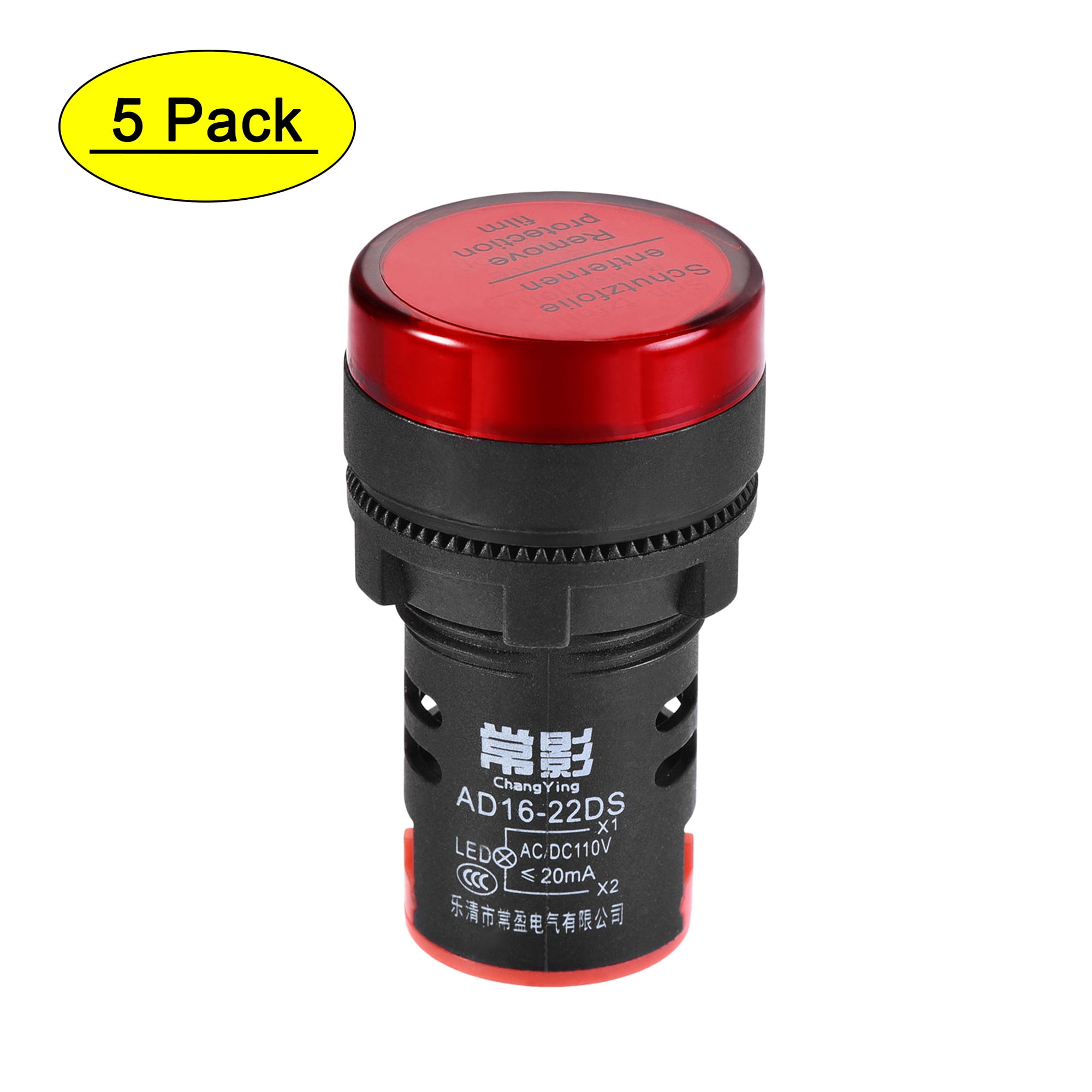 Uxcell Plastic AC/DC 110V Dust Cover Indicator Lights Red 5 Pack ...