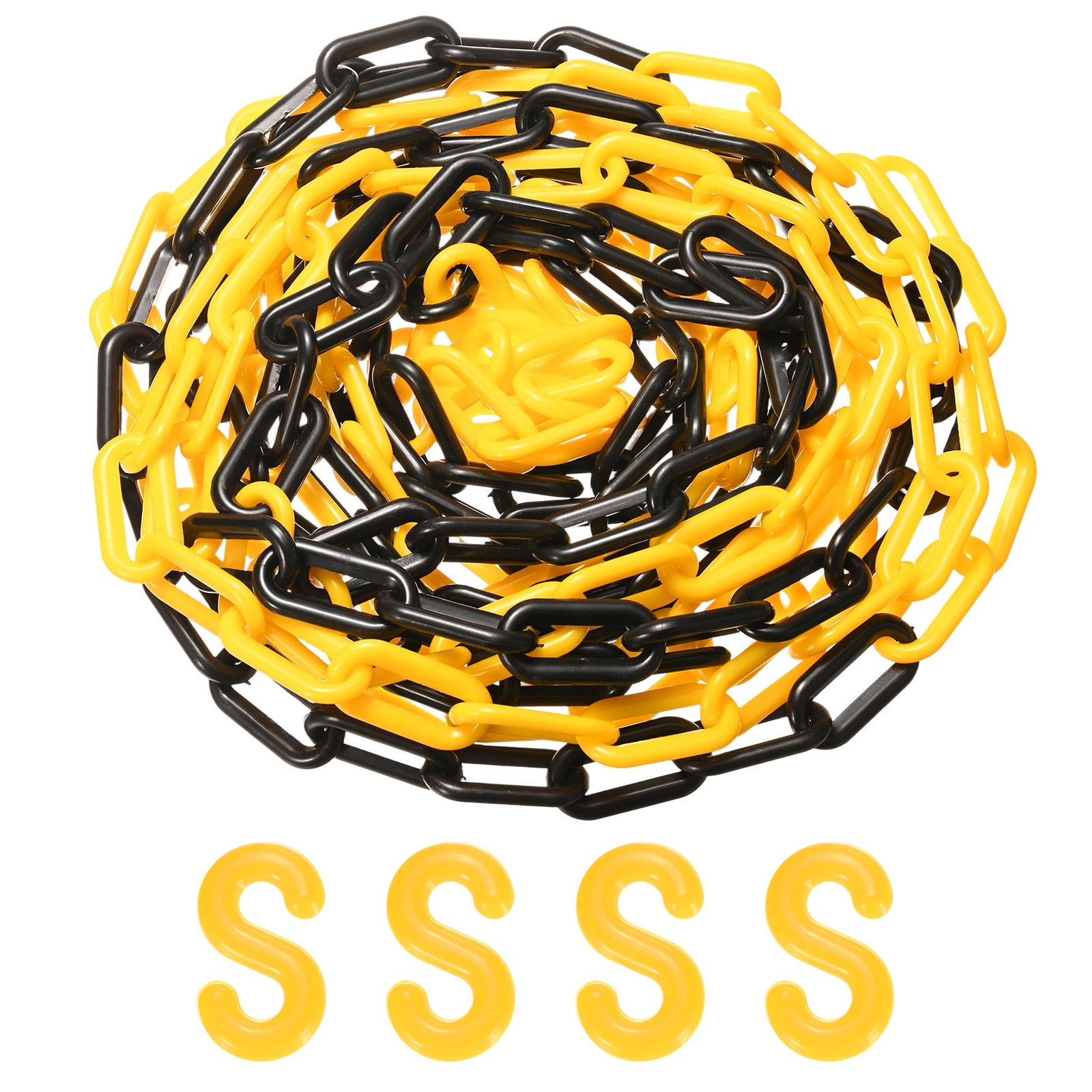 Uxcell Plastic Barriers Chain, 24Ft Length Black Yellow Plastic ...