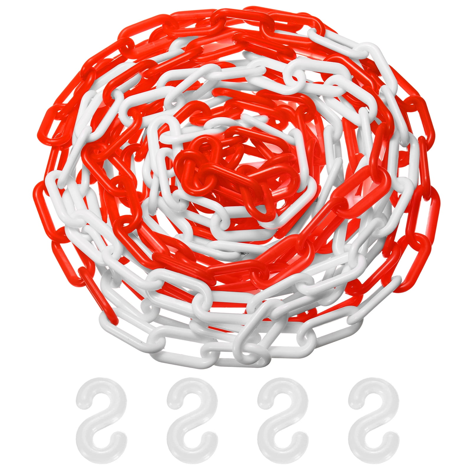 Uxcell Plastic Barriers Chain, 24Ft Length Red White Plastic Waterproof ...