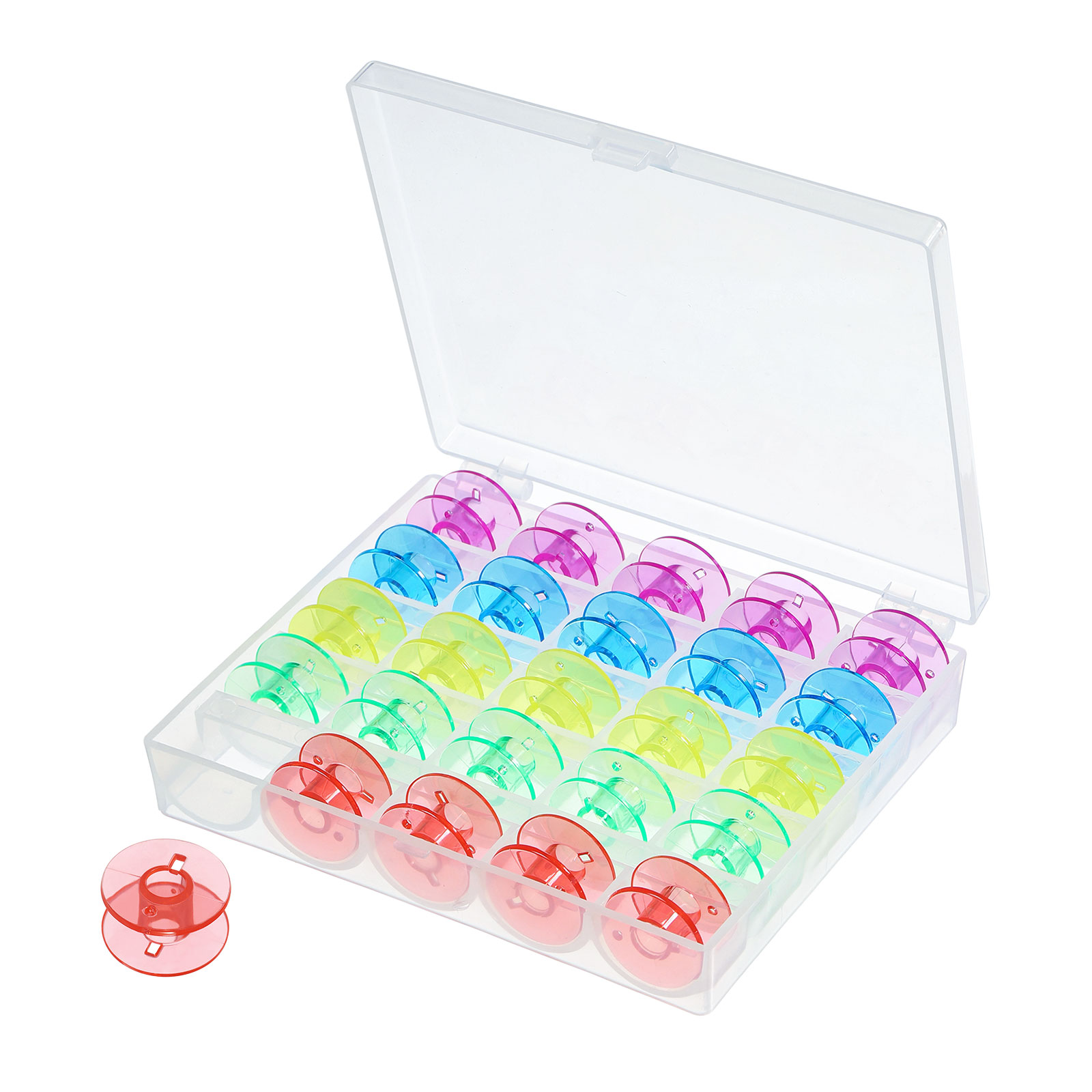 Uxcell Plastic Bobbins Embroidery Bobbins with Case for Sewing Machine ...