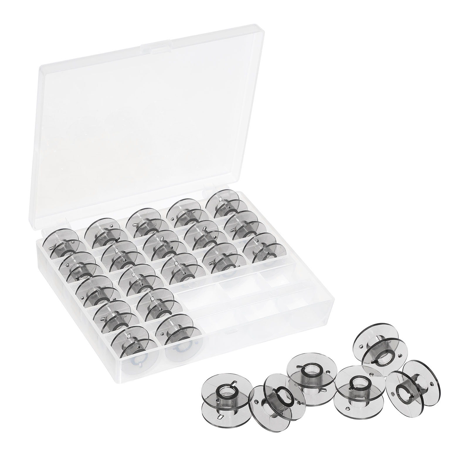 Uxcell Plastic Bobbins for Sewing Machine with Case Embroidery, Black ...