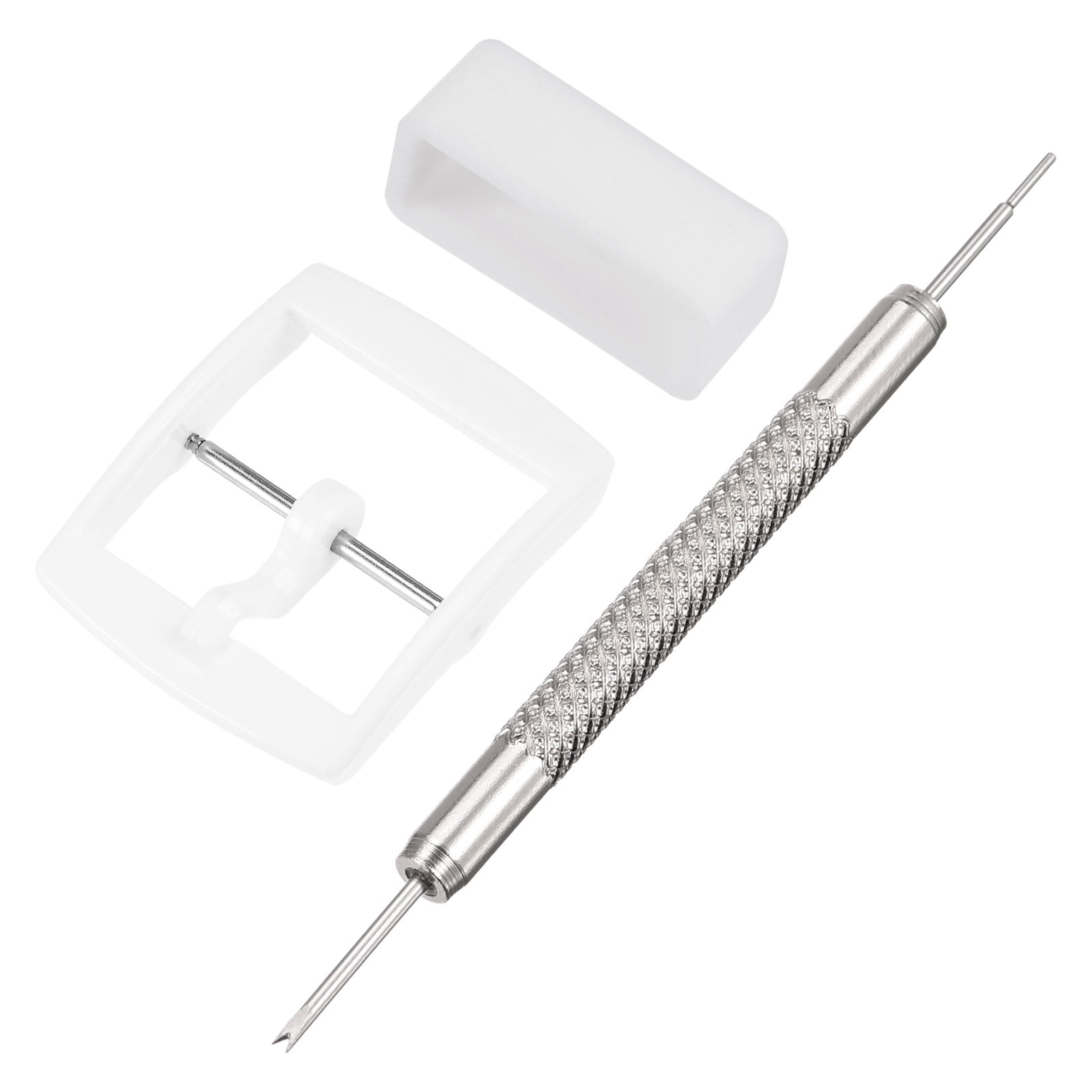 Uxcell Plastic Buckle, Silicone Strap Loops White for 19mm Watch Band ...