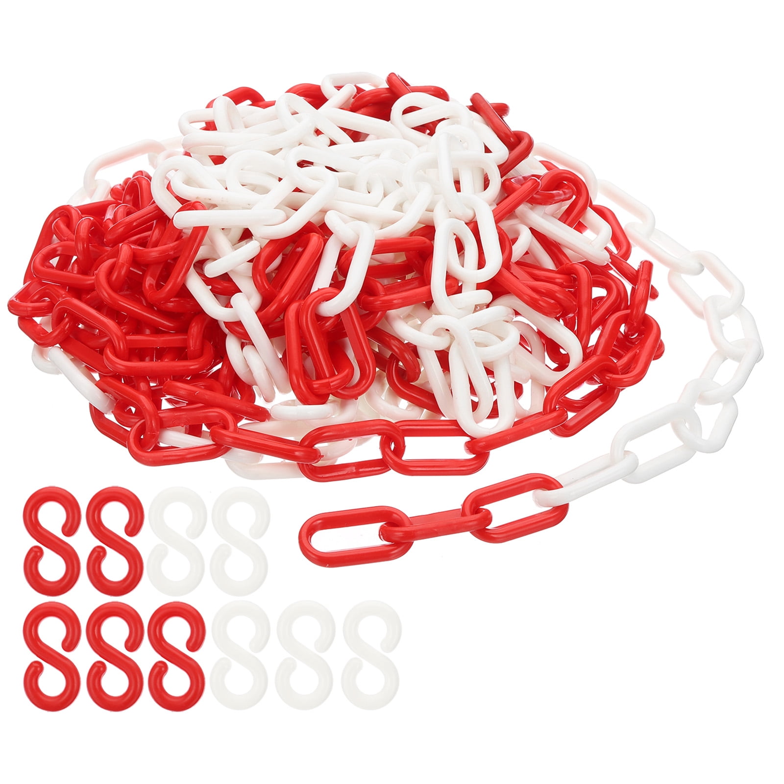 Uxcell Plastic Chain Links, 30 Feet Safety Chains, Red/White Plastic ...