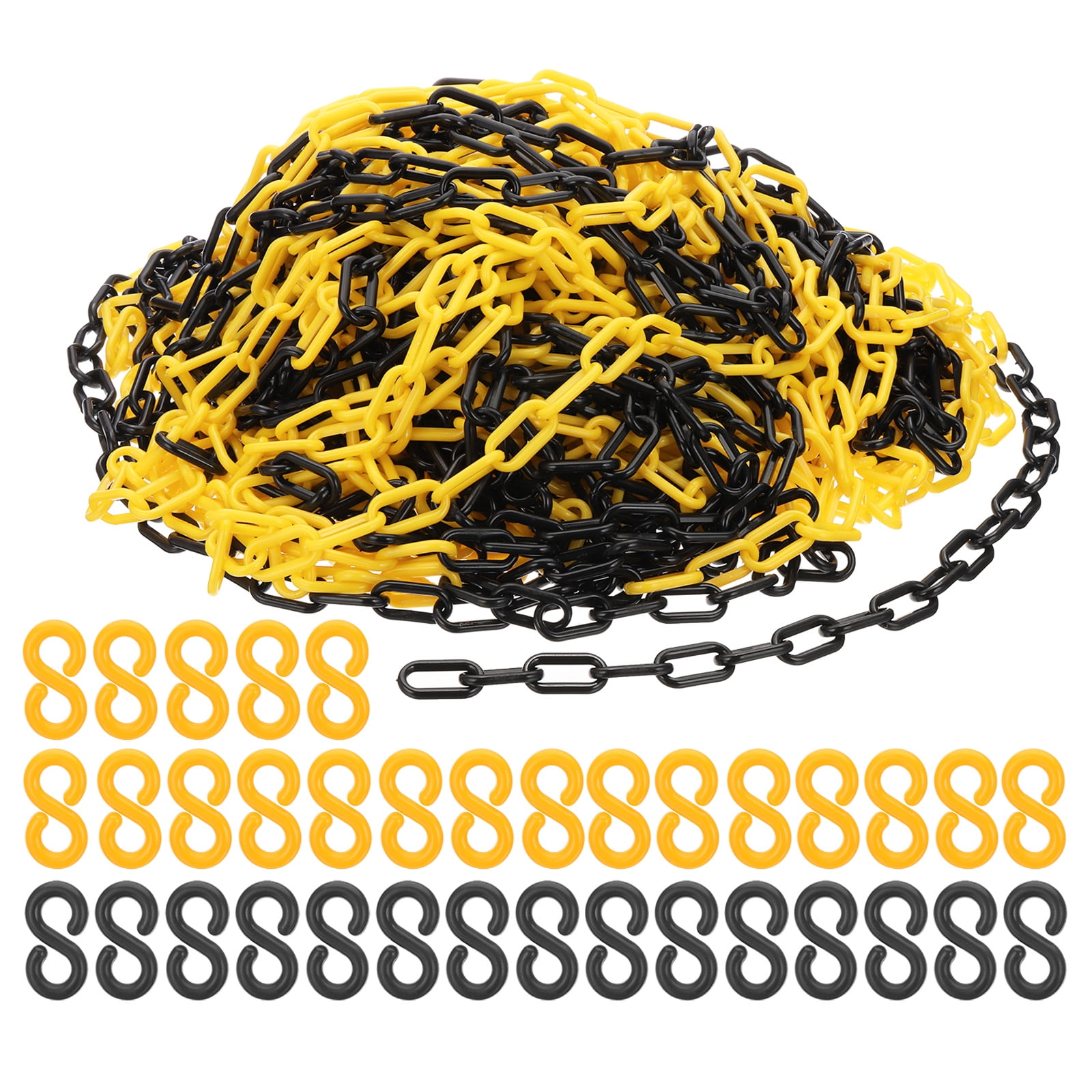 Uxcell Plastic Chain Links, 200 Feet Safety Chains, Yellow/Black ...