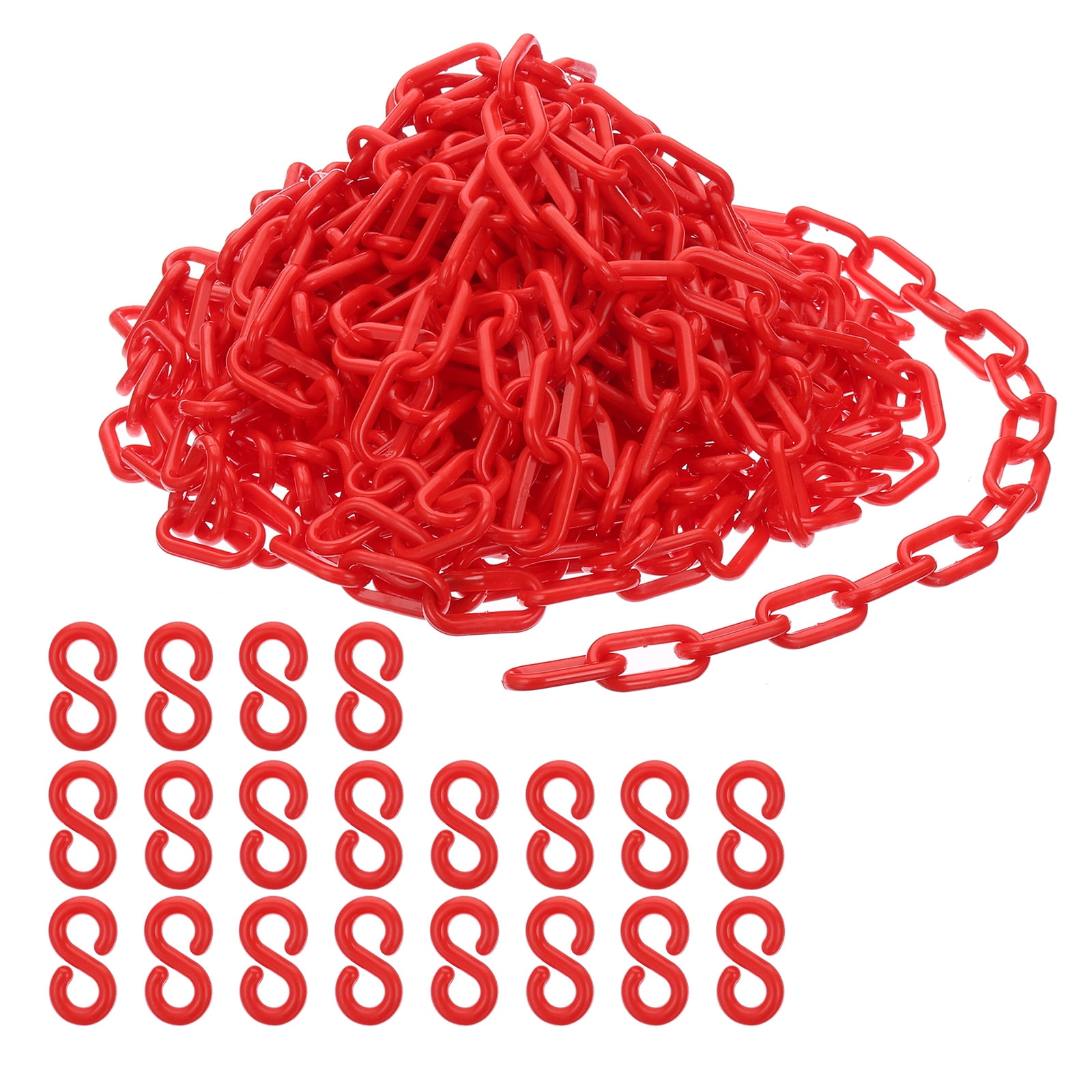Uxcell Plastic Chain Links, 45 Feet Safety Chains, Red Plastic Chains ...
