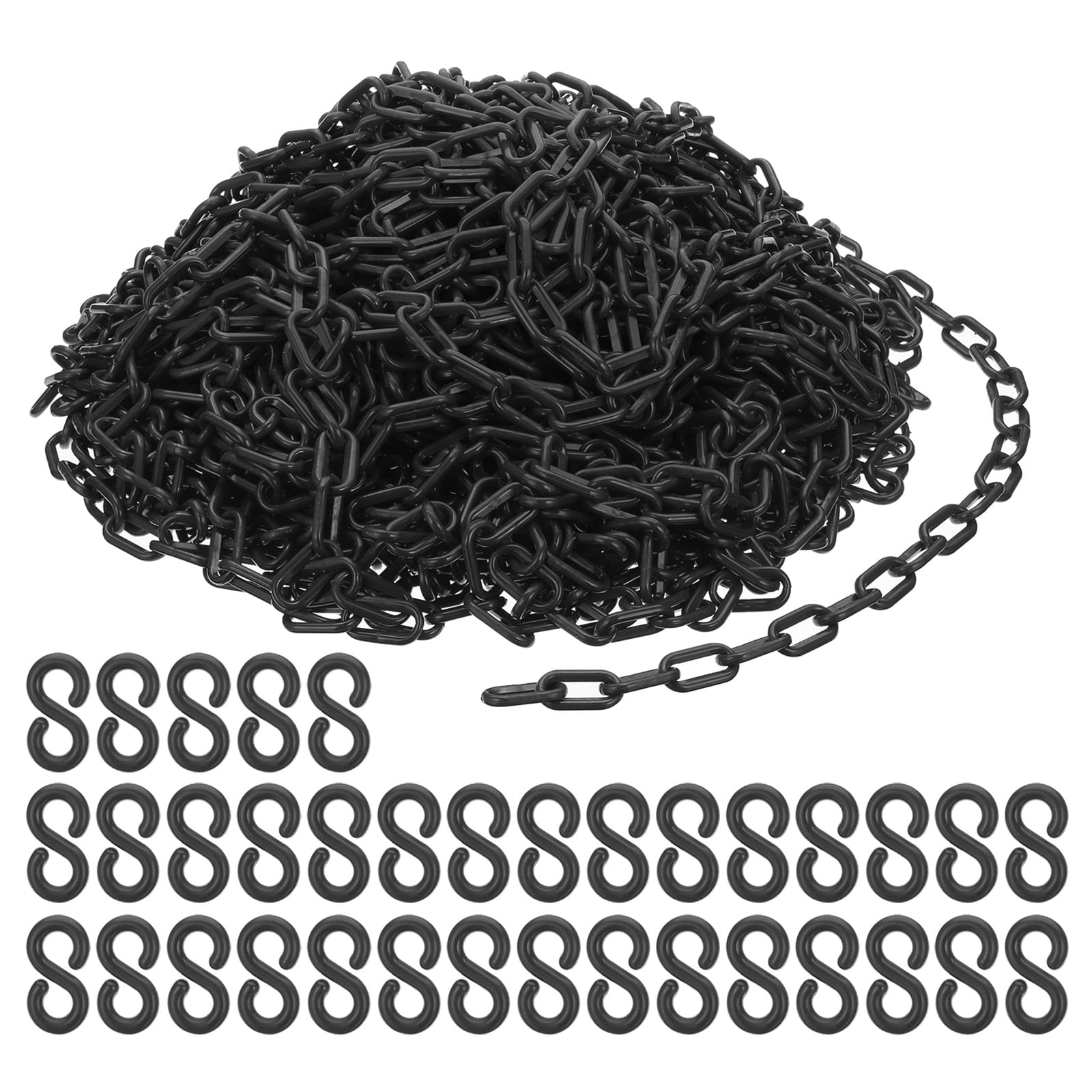 Uxcell Plastic Chain Links, 200 Feet Safety Chains, Black Plastic ...