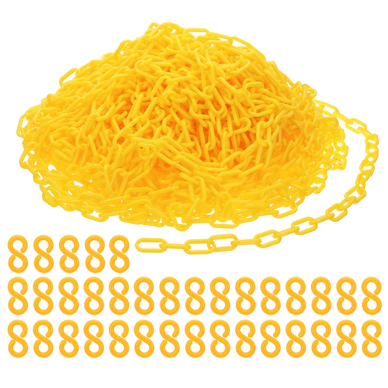 Uxcell Plastic Chain Links, 200 Feet Safety Chains, Yellow Plastic ...