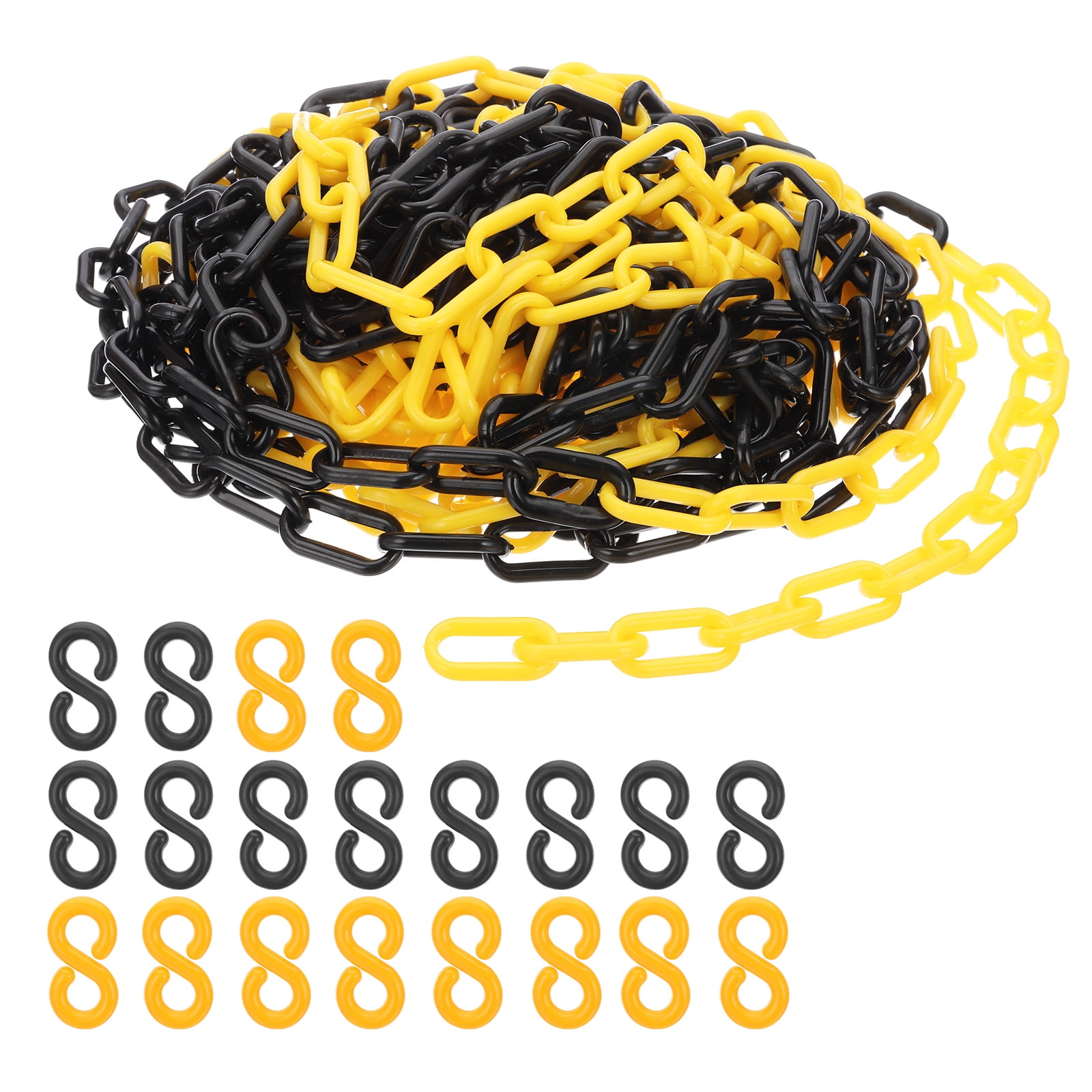 Uxcell Plastic Chain Links, 45 Feet Safety Chains, Yellow/Black Plastic ...